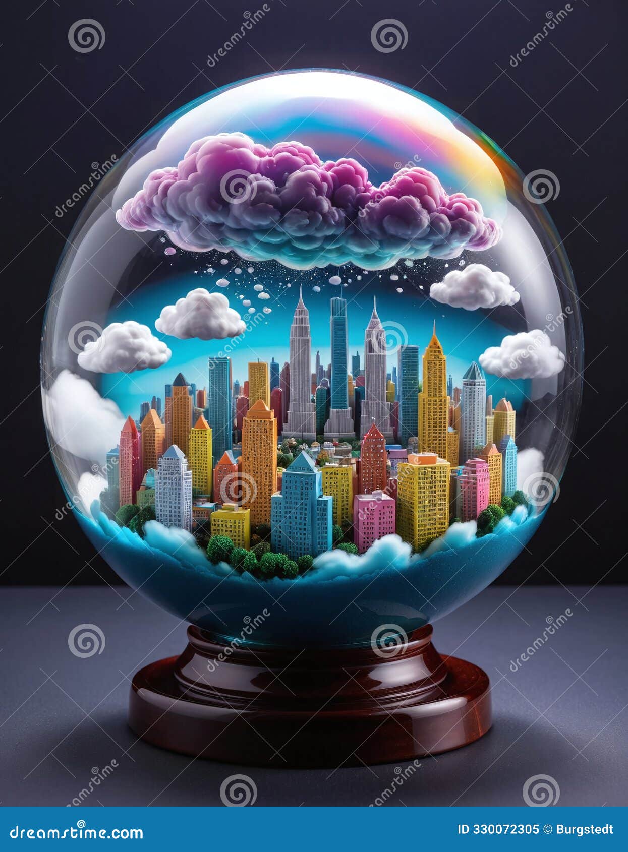 Conceptual Representation Of A City Or Village Wrapped In A Bubble ...