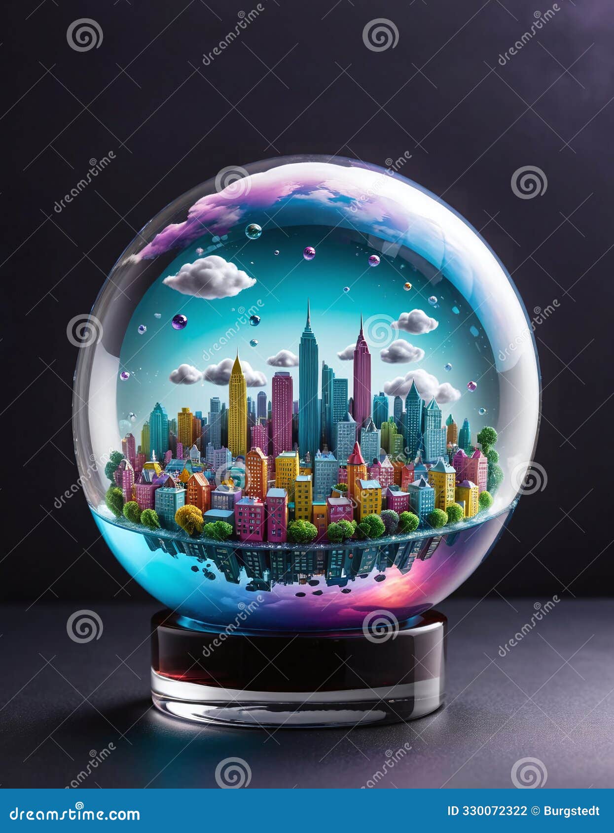Conceptual Representation of a City or Village Wrapped in a Bubble ...