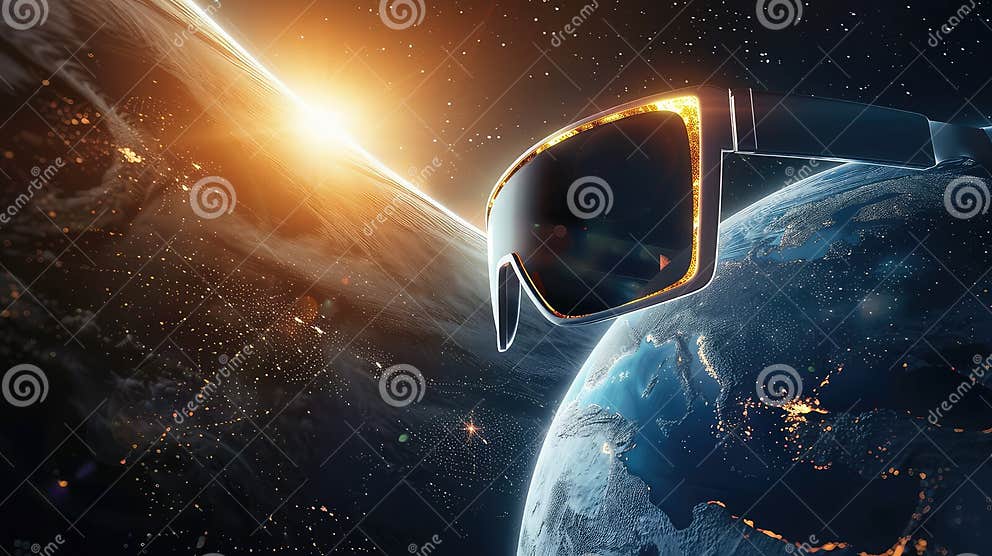 Conceptual Representation of Solar Eclipse with Earth Globe Wearing ...