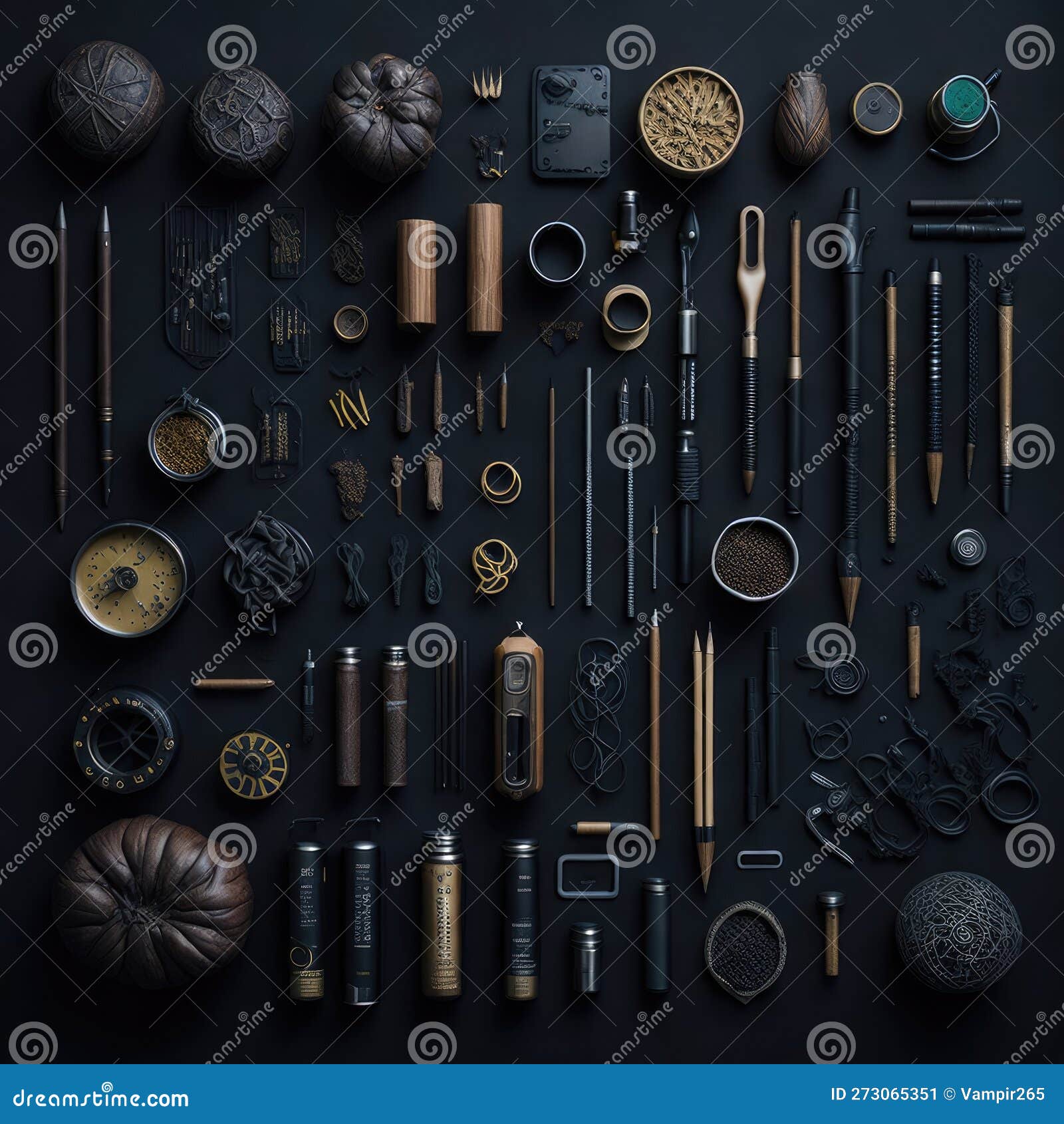 A Conceptual Set of Objects on a Dark Background. Stock Illustration ...