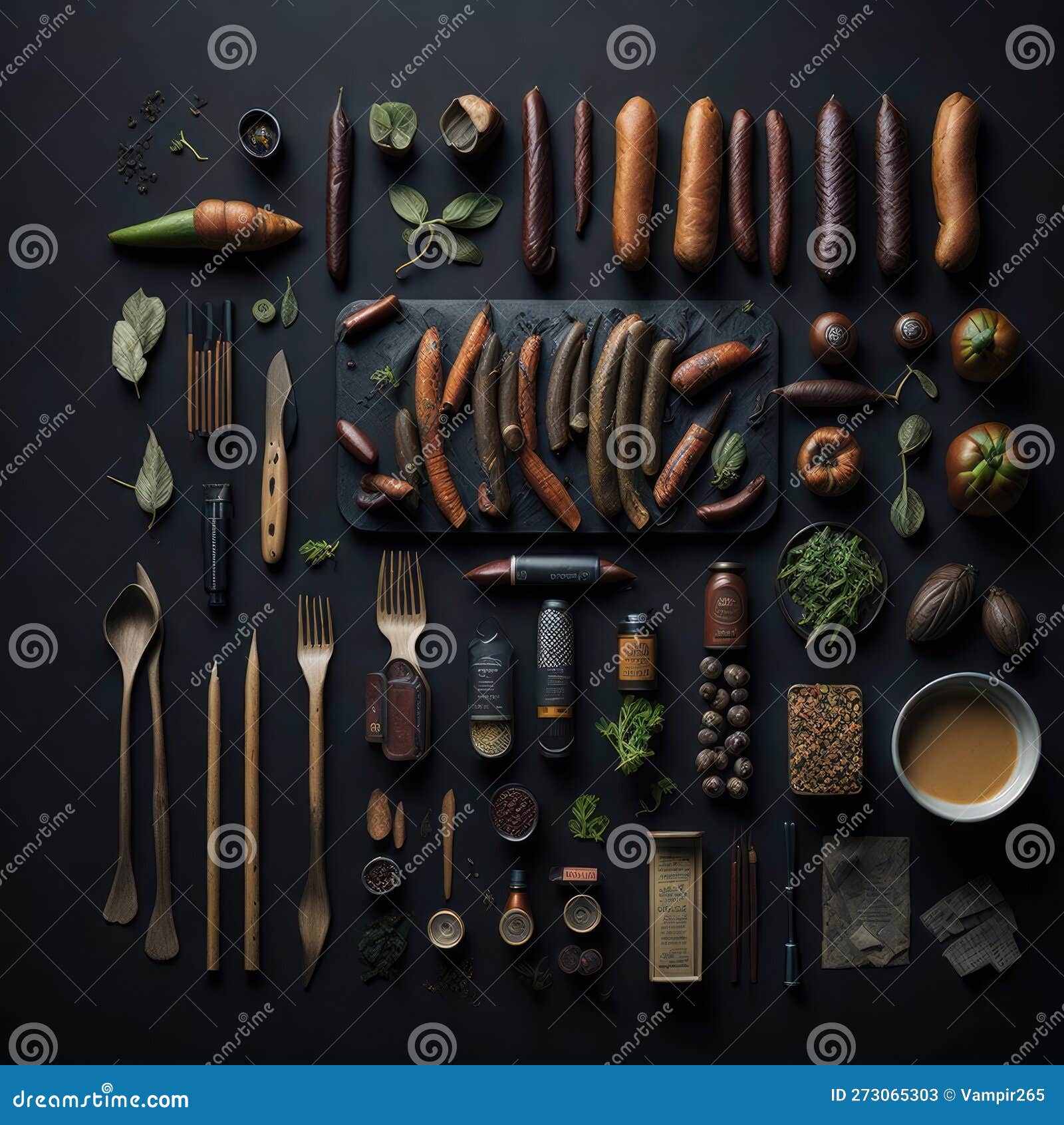 A Conceptual Set of Objects on a Dark Background. Stock Illustration ...