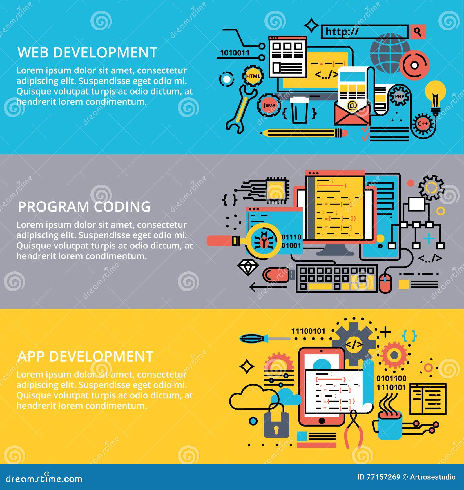 Conceptual Set of Program Development Stock Vector - Illustration of ...