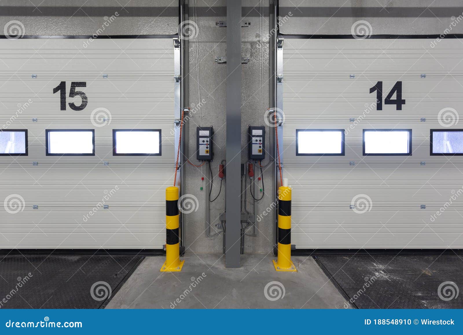 Conceptual Shot of Two Loading Doors with Control Panels Stock Photo ...