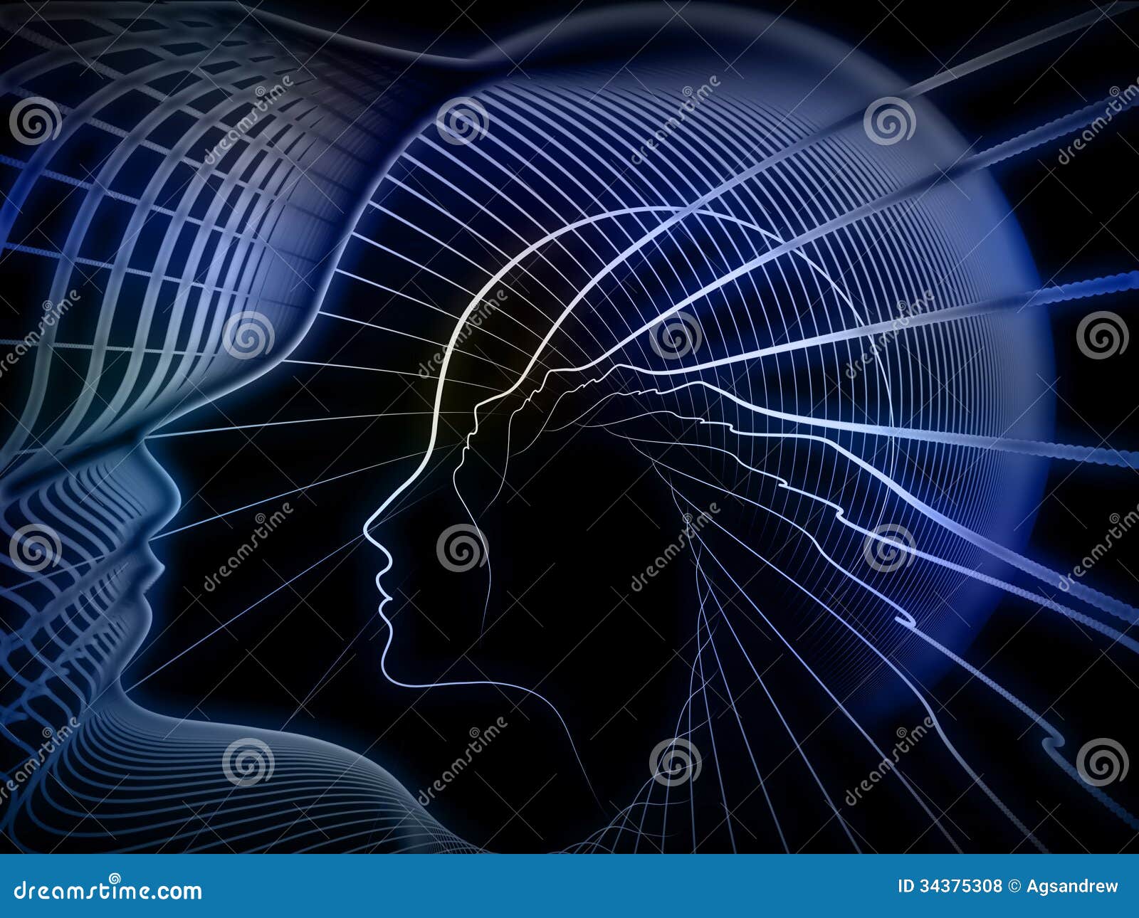 Conceptual Soul Geometry stock illustration. Illustration of forehead ...