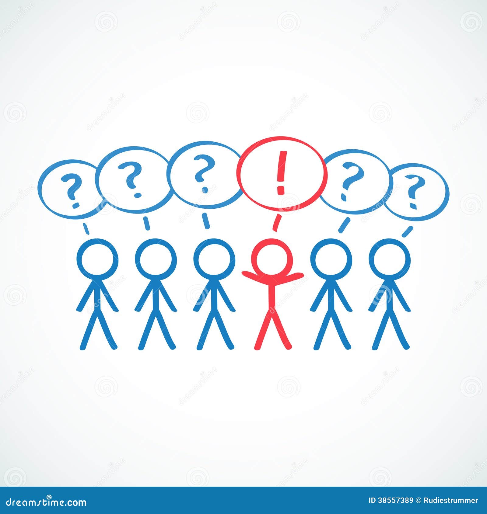Conceptual: Stick Figures in Row with Question Mar Stock Vector ...