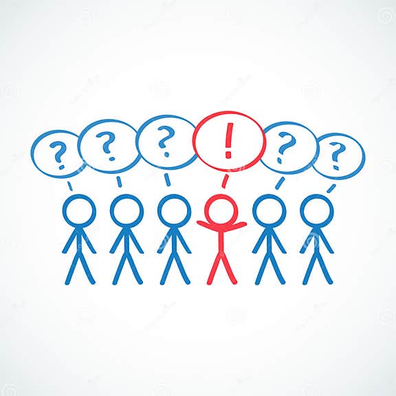 Conceptual: Stick Figures in Row with Question Mar Stock Vector ...