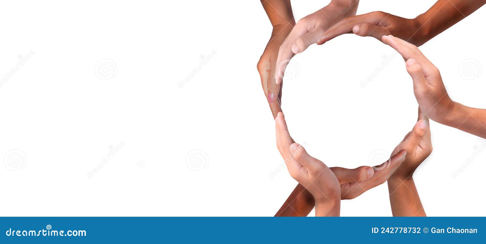 Conceptual Symbol of Multiracial Human Hands Making a Circle on White ...
