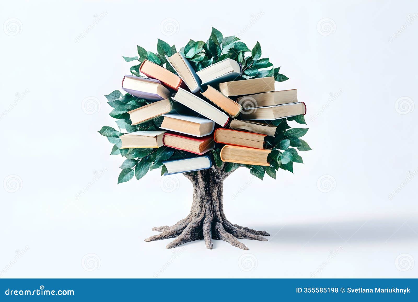 Conceptual Tree with Books As Leaves Symbolizing Knowledge, Education ...
