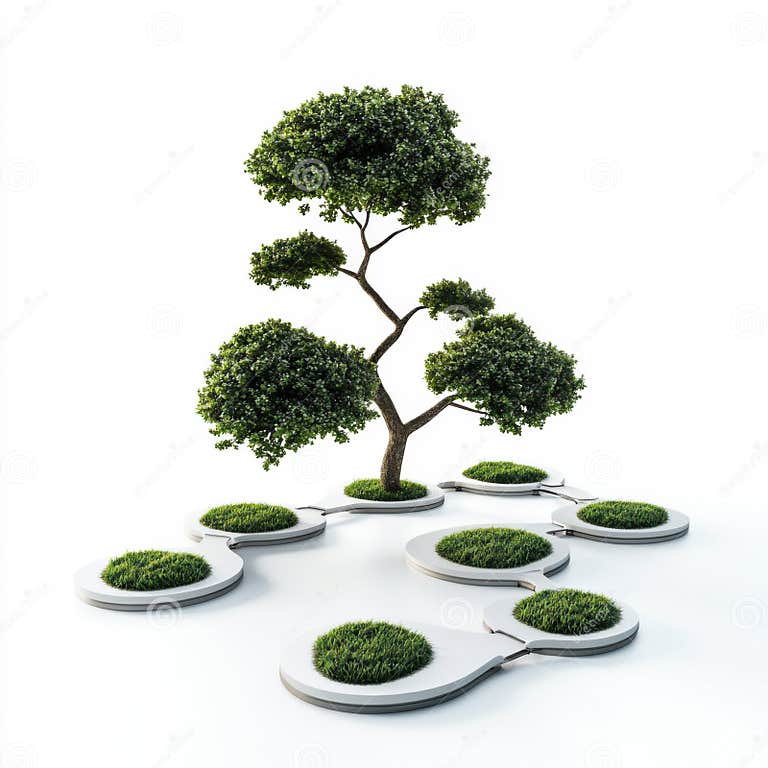 Conceptual Tree with Interconnected Circular Bases Representing ...
