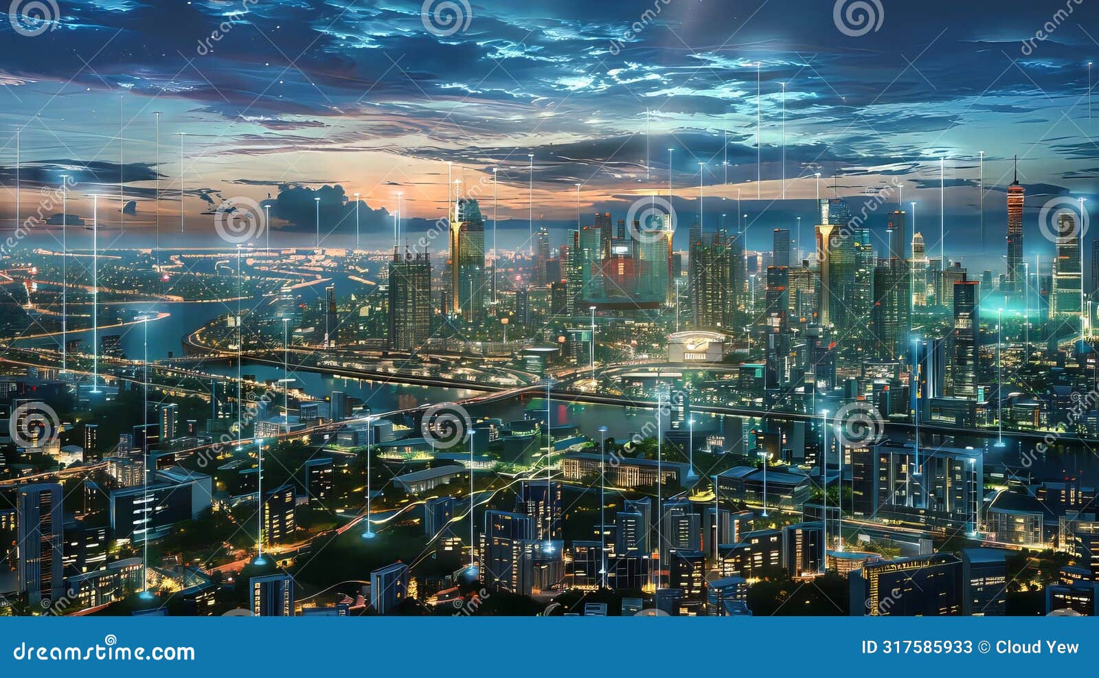 Conceptual Visualization of an AI-driven Smart City Network Stock ...
