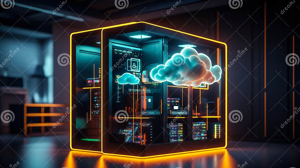 Conceptual Visualization of Cloud Computing with Neon Cloud Design and ...