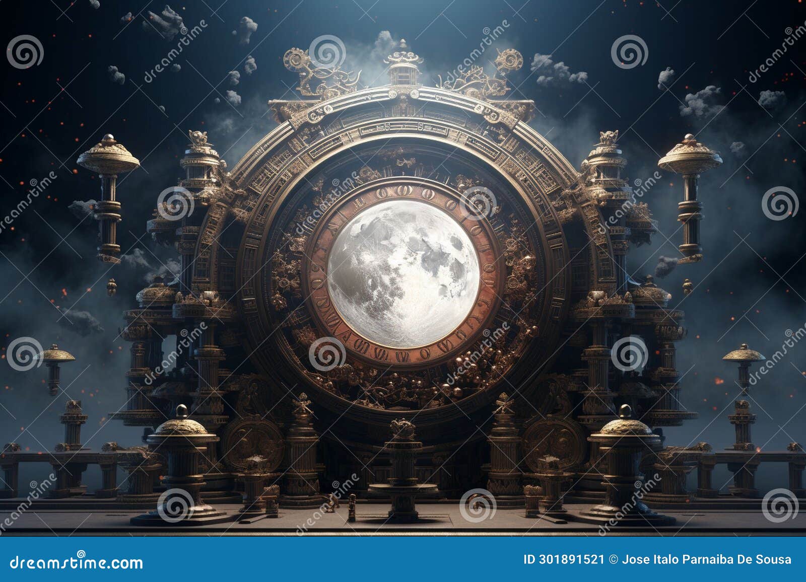 Conceptual Visuals of the Ancient Lunar Calendar Stock Illustration ...