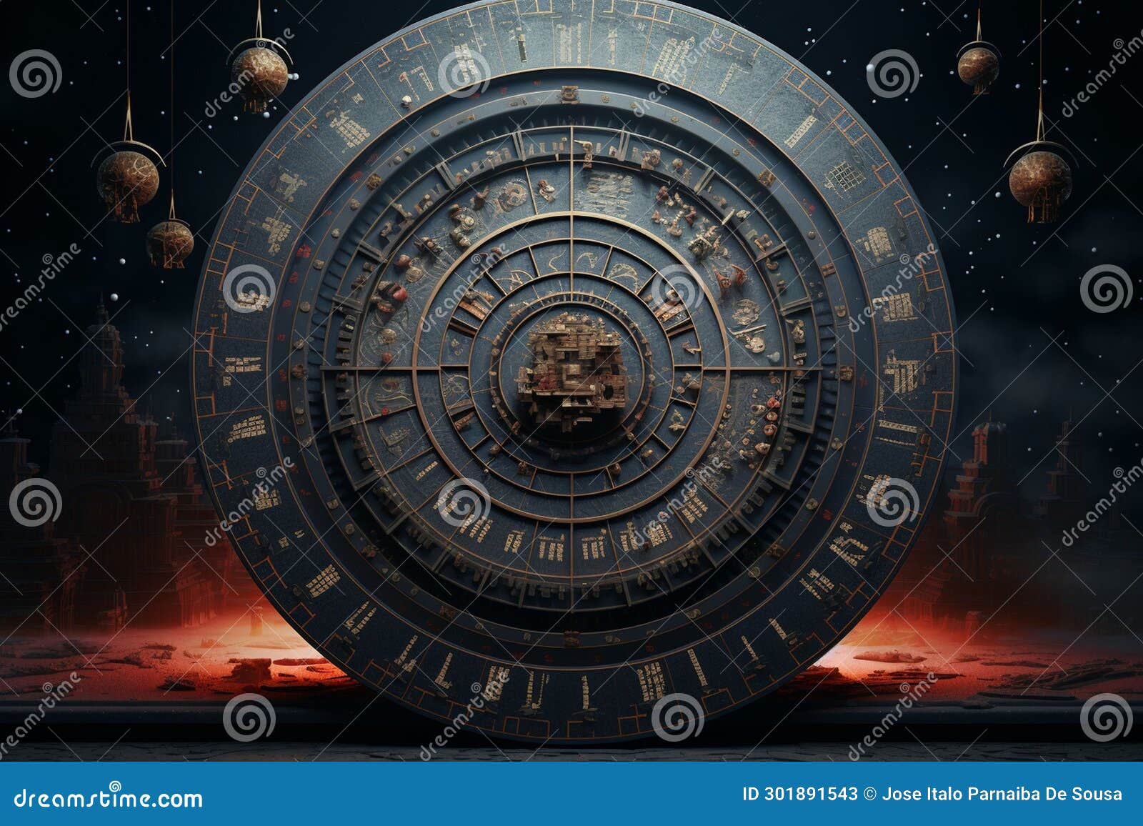 Conceptual Visuals of the Ancient Lunar Calendar Stock Illustration ...