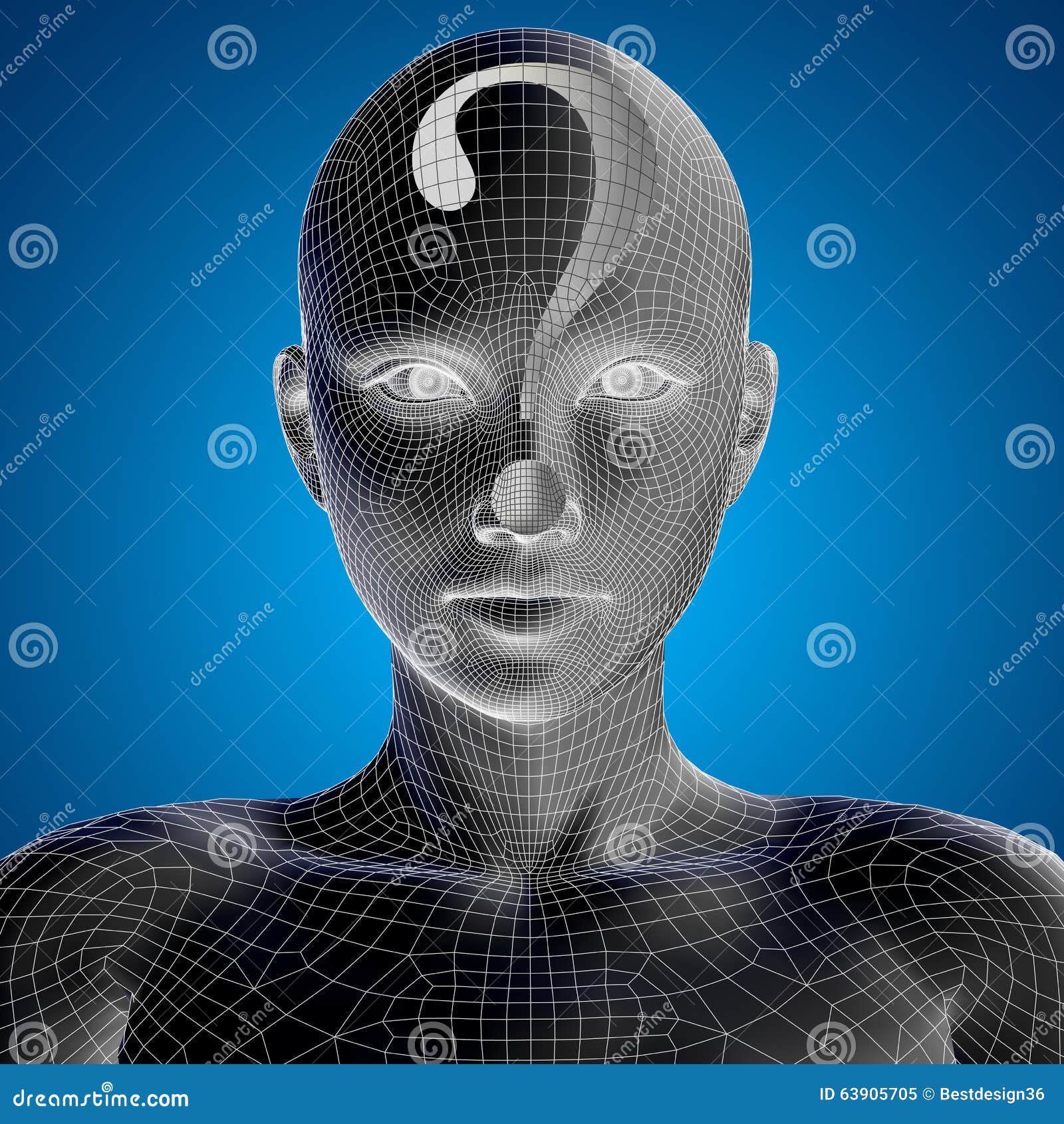 Conceptual Wireframe or Mesh Woman Face Stock Illustration ...