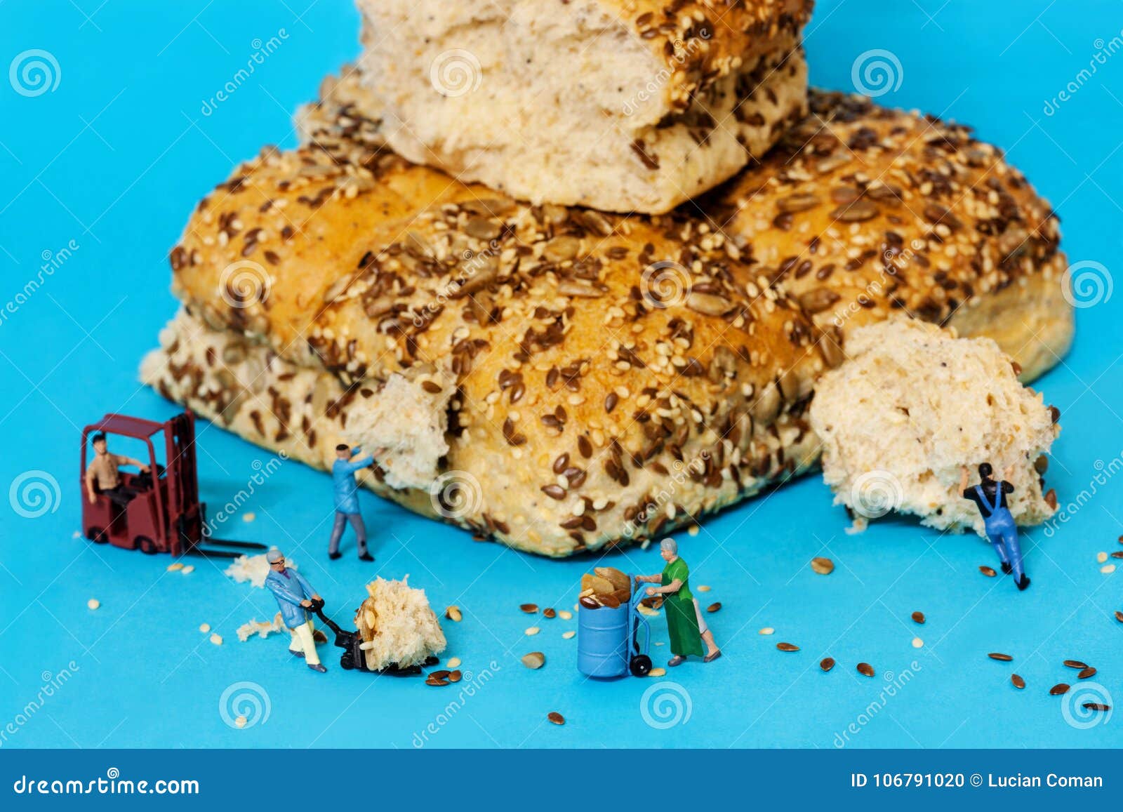 Busy Workers on Bread Rolls Stock Photo - Image of natural, blue: 106791020
