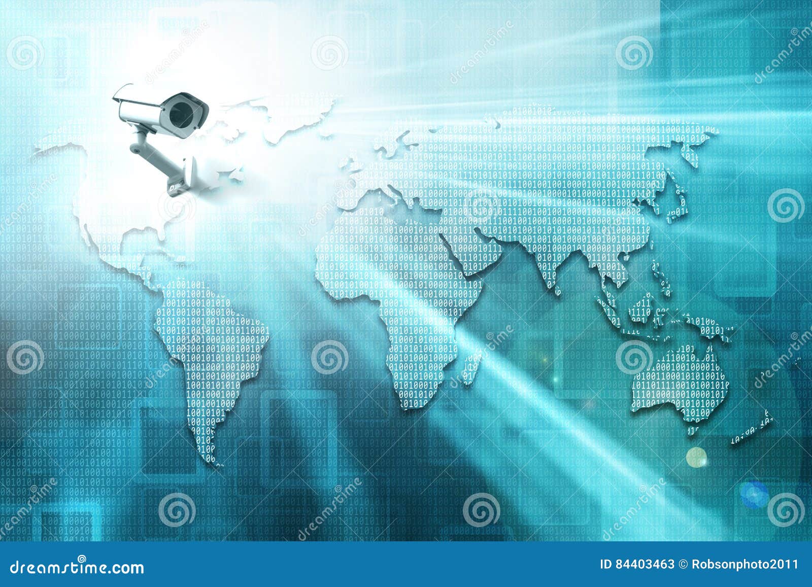 Conceptual World Map with Security Camera Stock Illustration ...