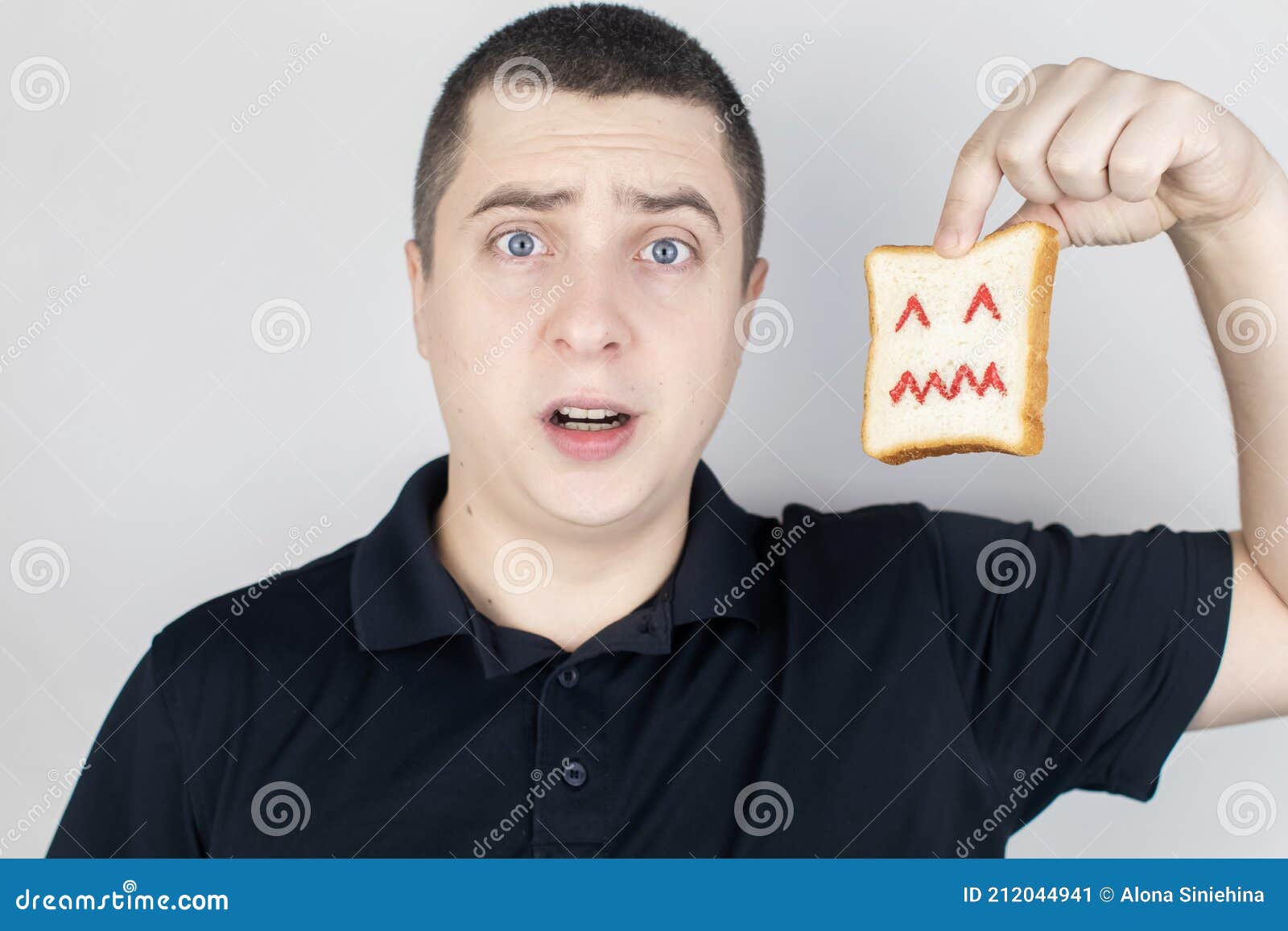 Conceptually about Gluten Intolerance. the Man Holds in His Hand a ...