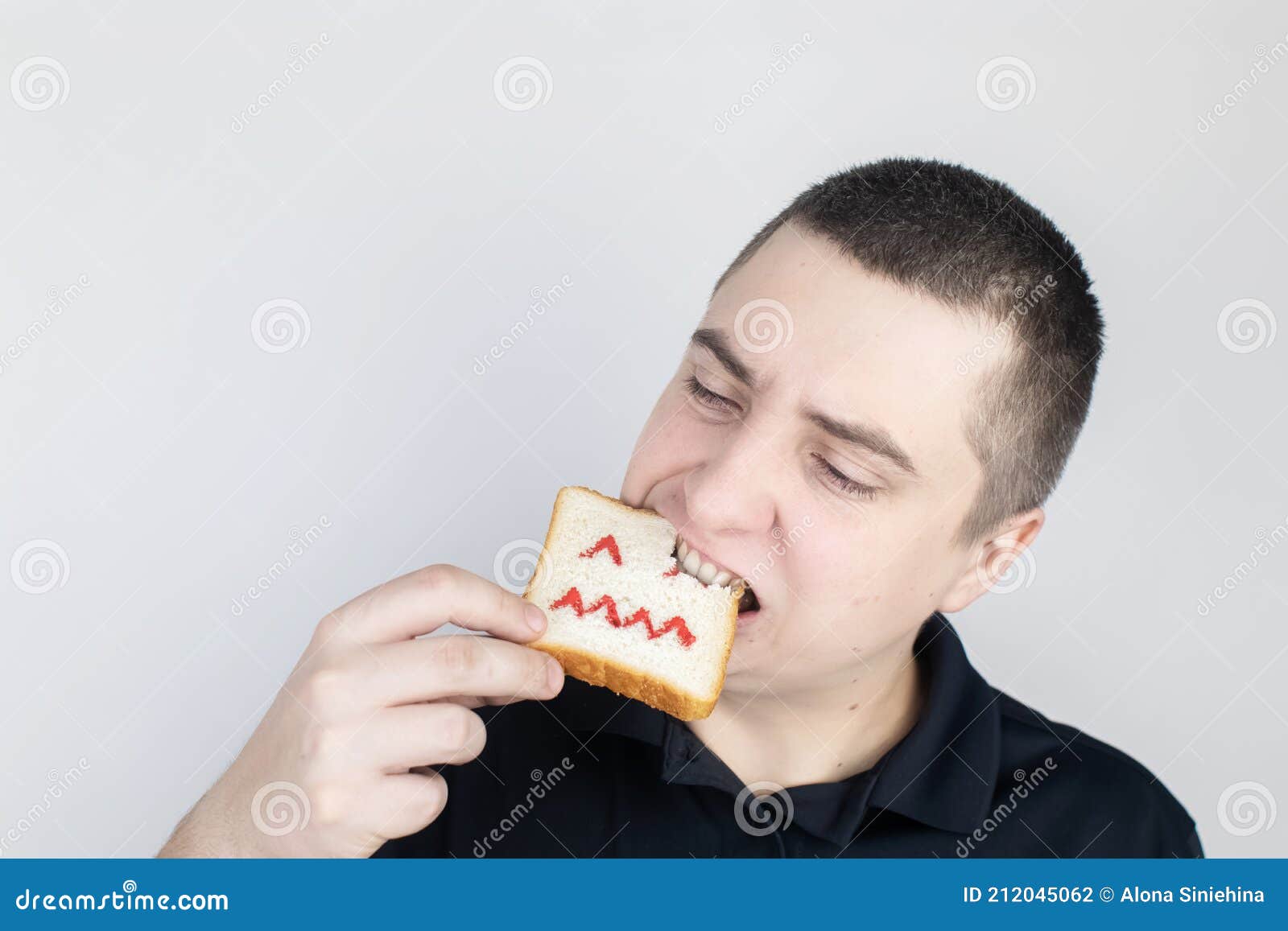 Conceptually About Gluten Intolerance. The Man Holds In His Hand A ...