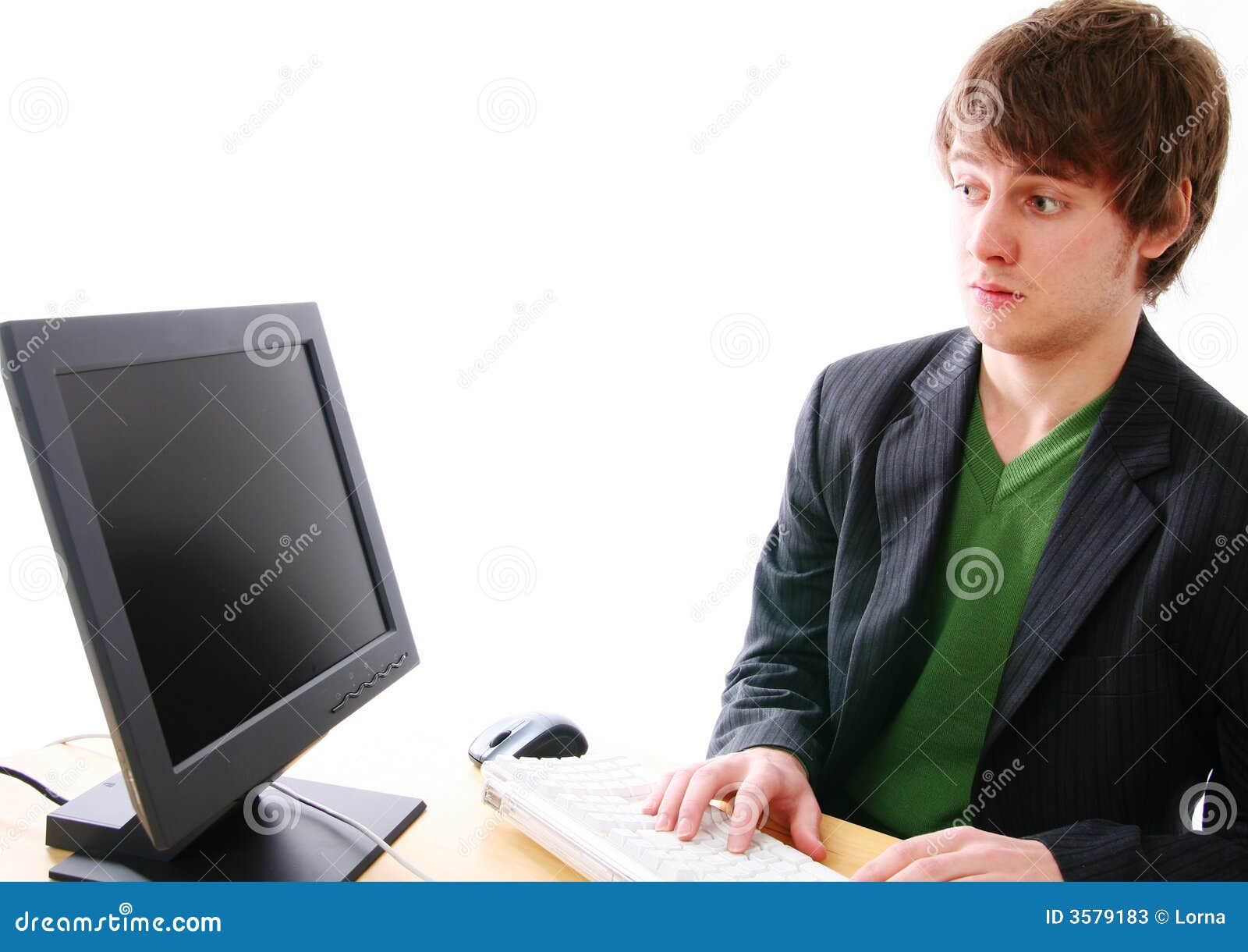 Concern computer stock image. Image of concerned, screen - 3579183