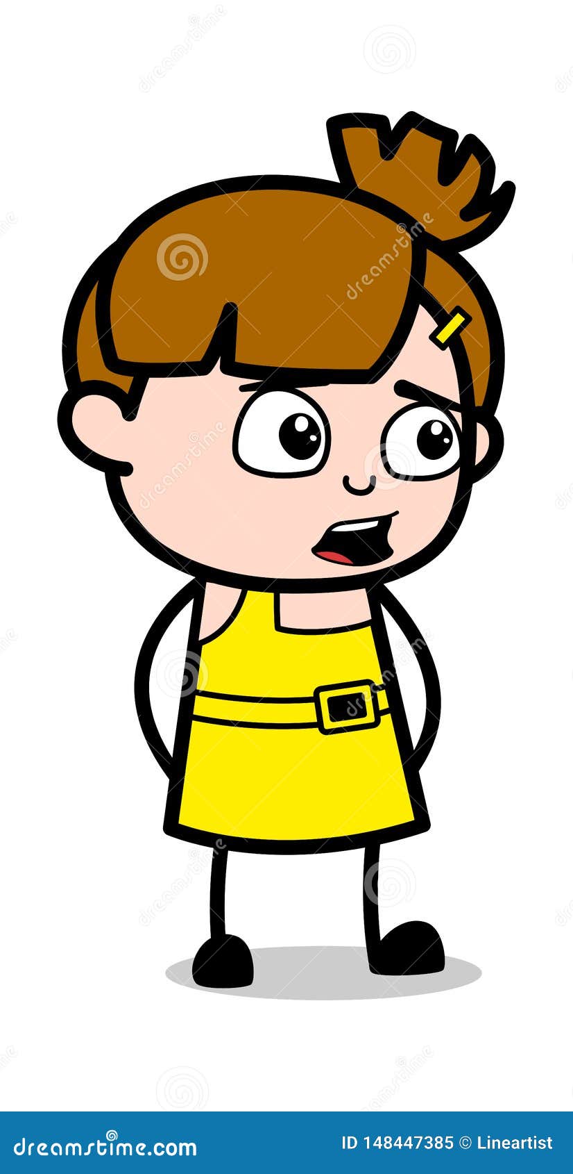 Concern - Cute Girl Cartoon Character Vector Illustration Stock ...