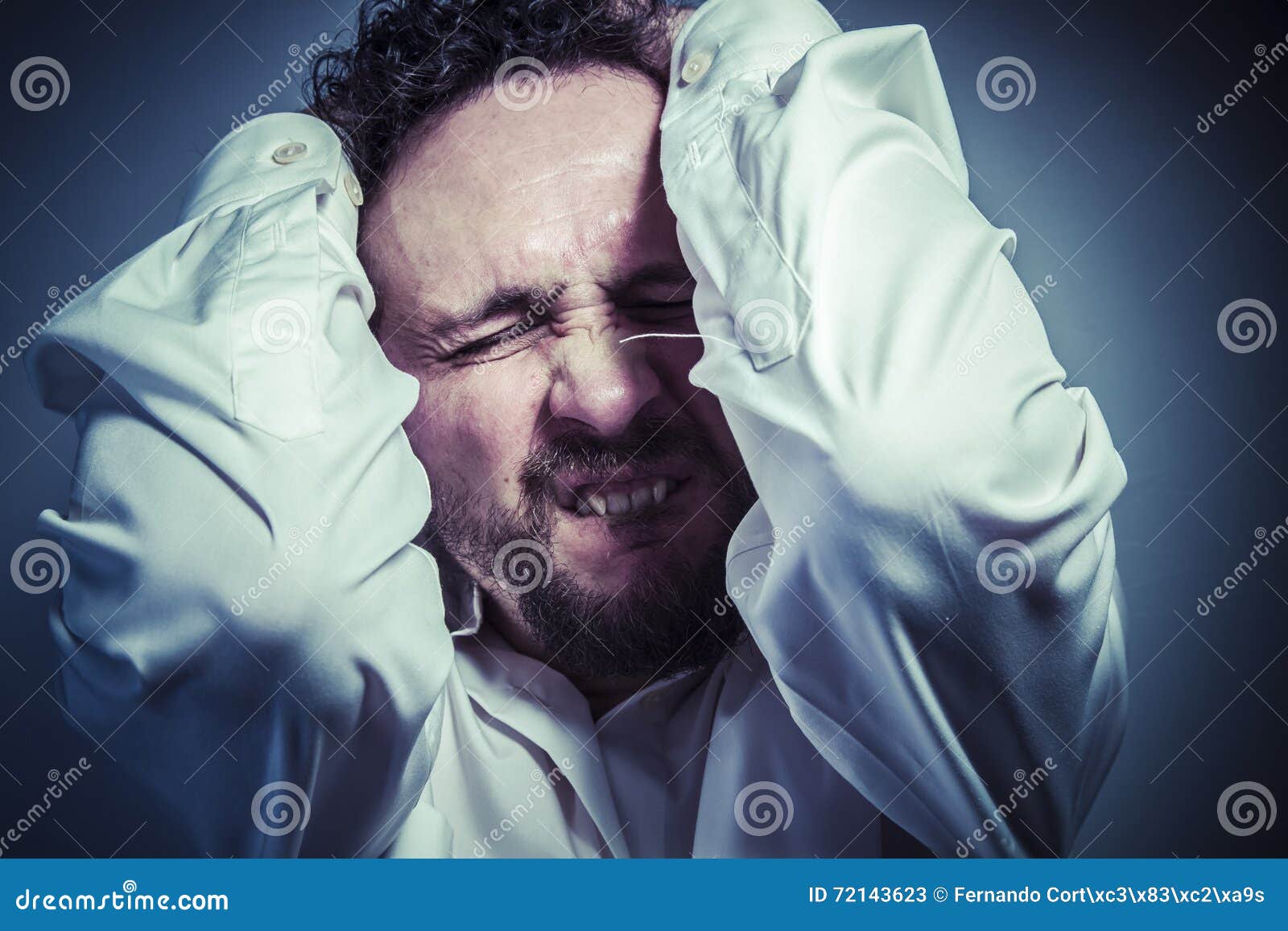 Concern for the Future, Man with Intense Expression, White Shirt Stock ...