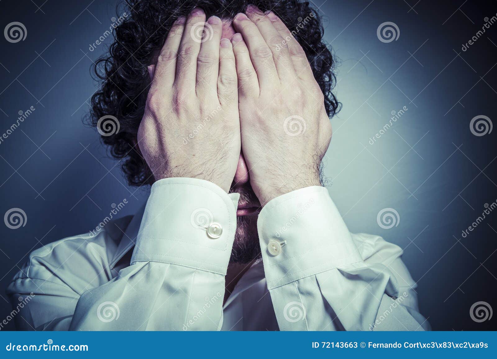 Concern for the Future, Man with Intense Expression, White Shirt Stock ...