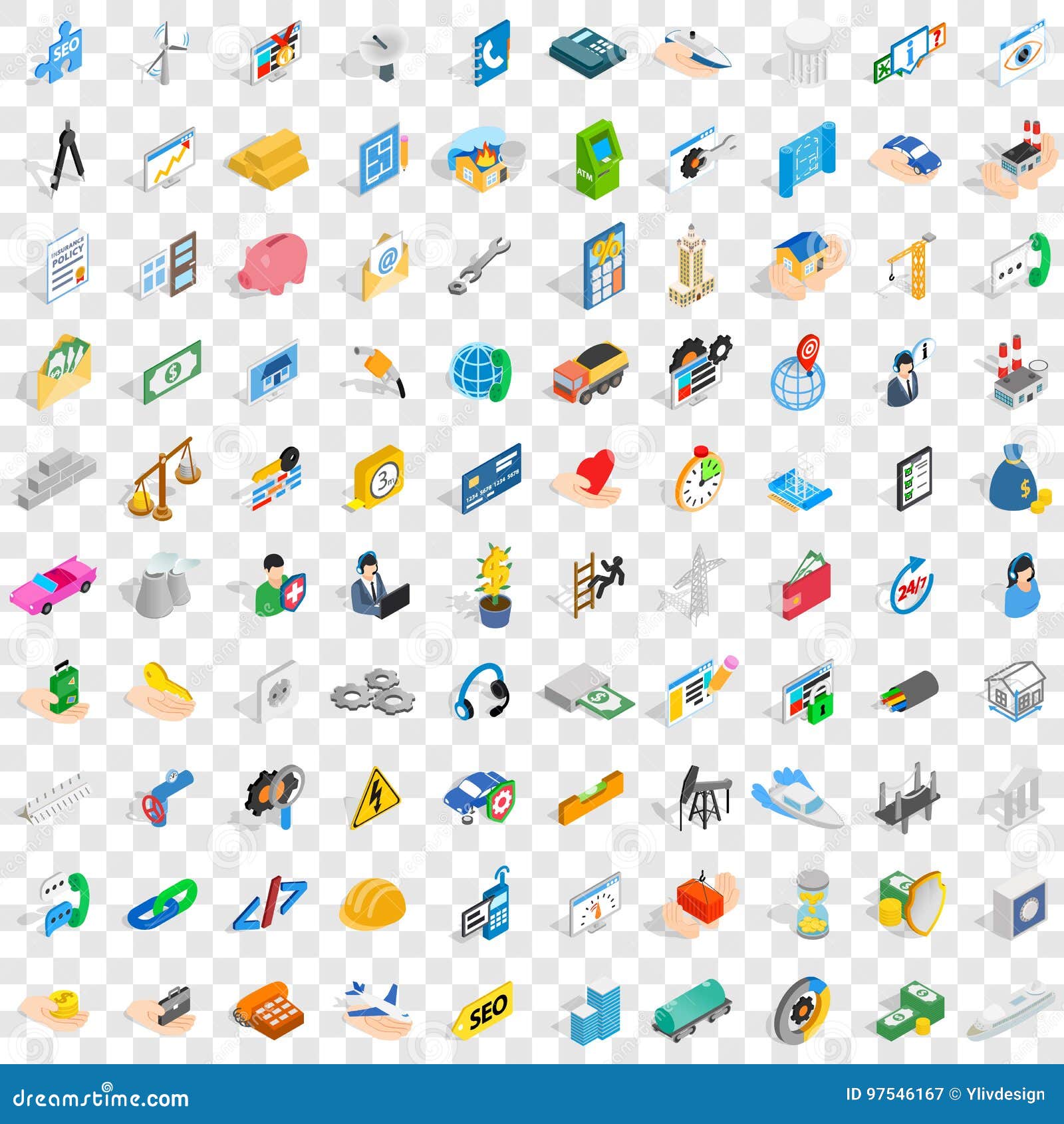 100 Concern Icons Set, Isometric 3d Style Stock Vector - Illustration ...