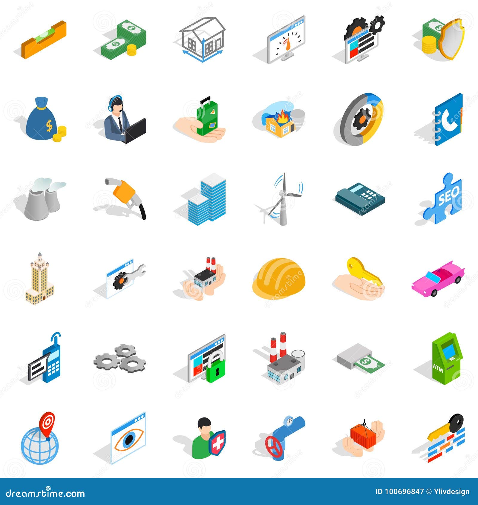 Concern Icons Set, Isometric Style Stock Vector - Illustration of ...