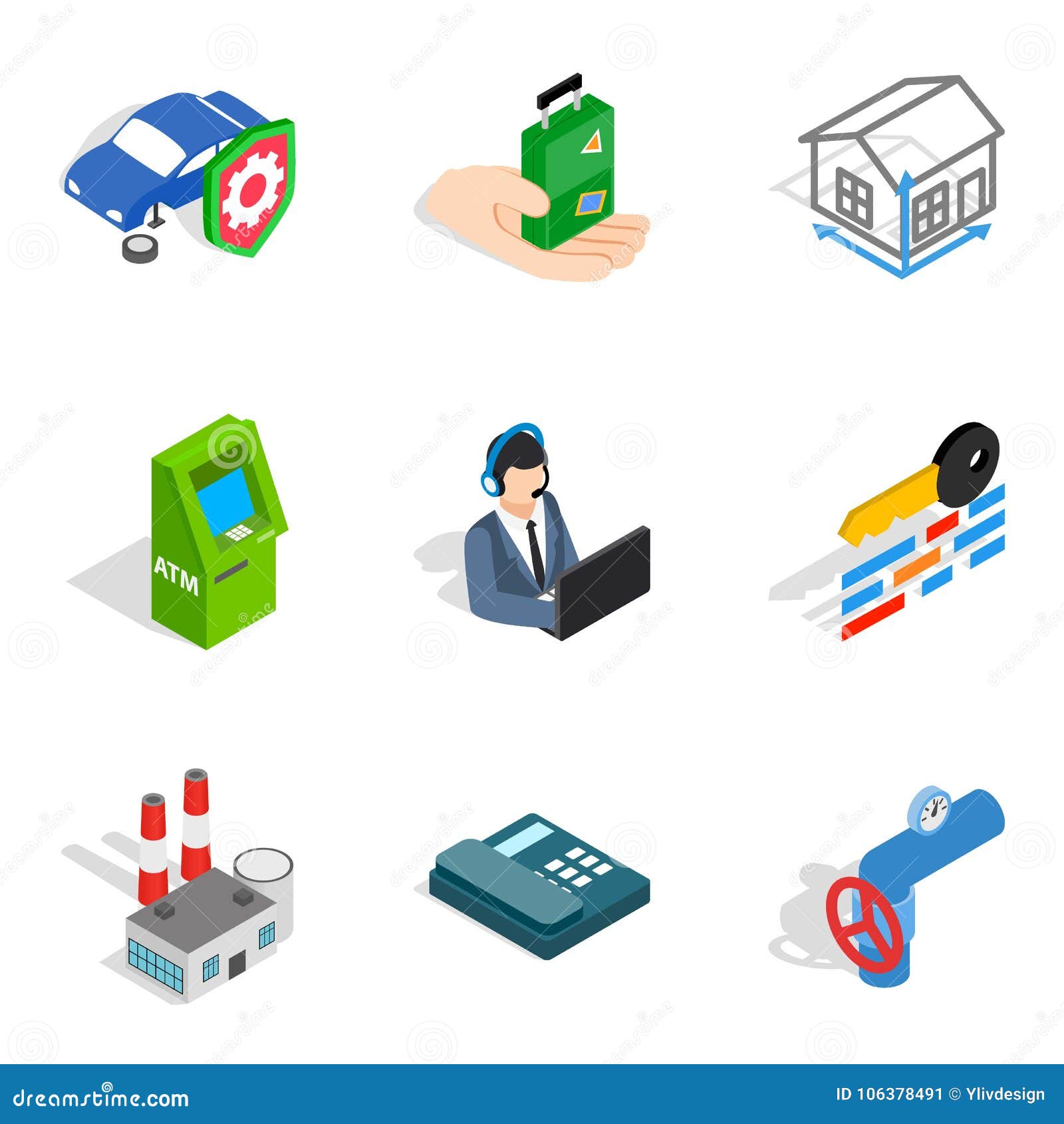 Concern Icons Set, Isometric Style Stock Vector - Illustration of deal ...