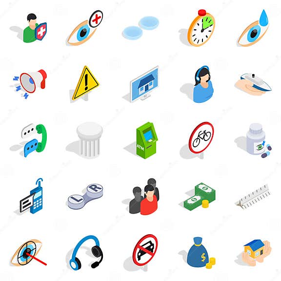 Concern Icons Set, Isometric Style Stock Vector - Illustration of ...