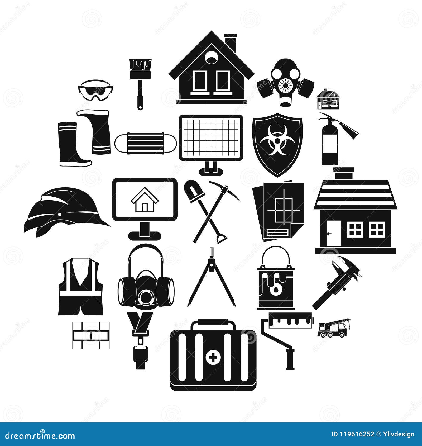 Concern Icons Set, Simple Style Stock Vector - Illustration of material ...
