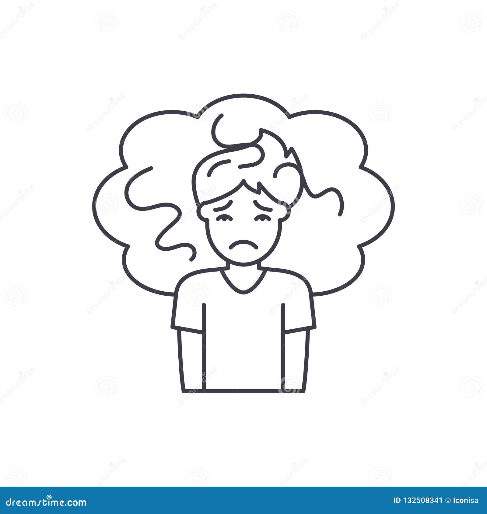 Concern Line Icon Concept. Concern Vector Linear Illustration, Symbol ...