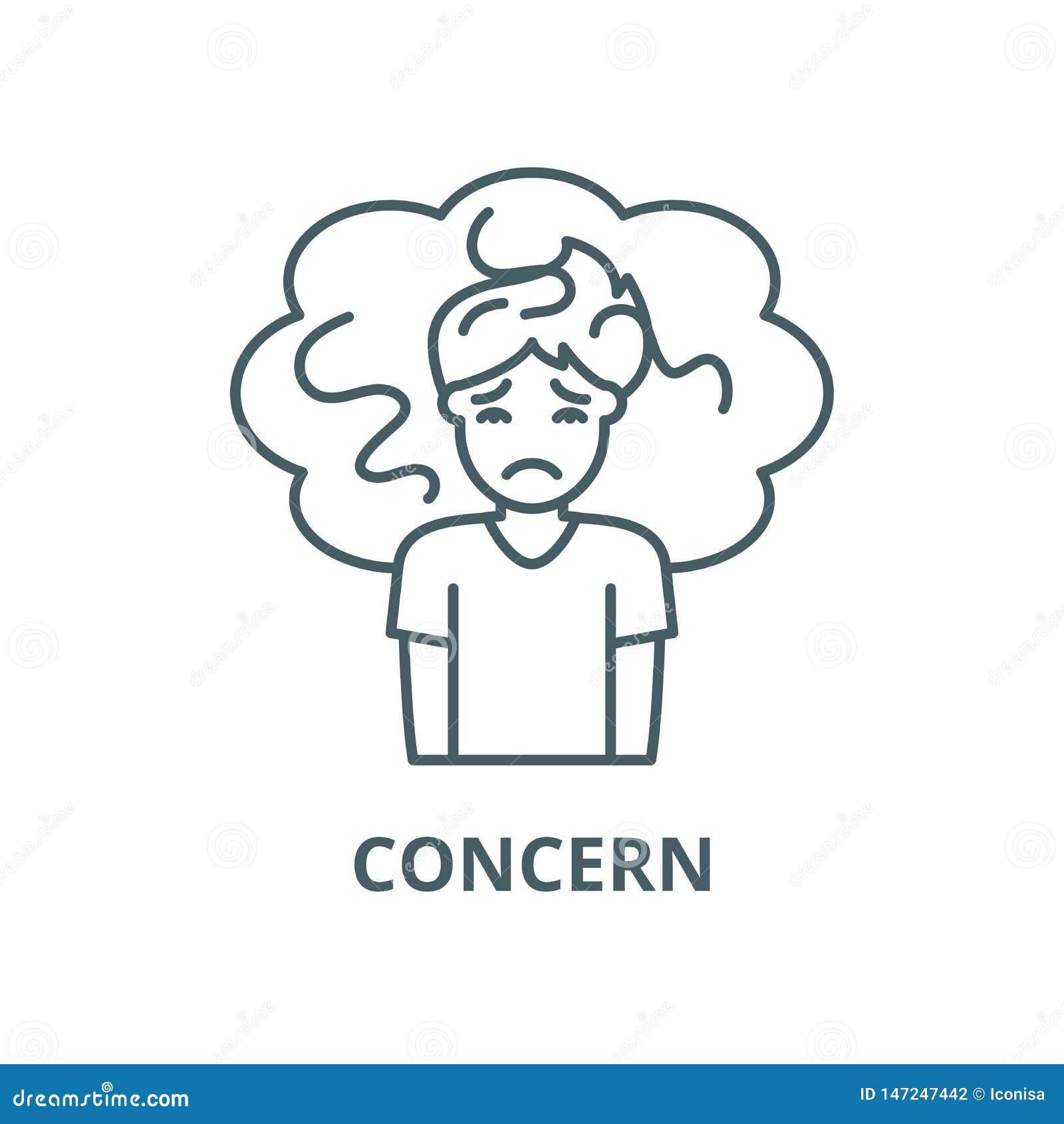 Concern Vector Line Icon, Linear Concept, Outline Sign, Symbol Stock ...