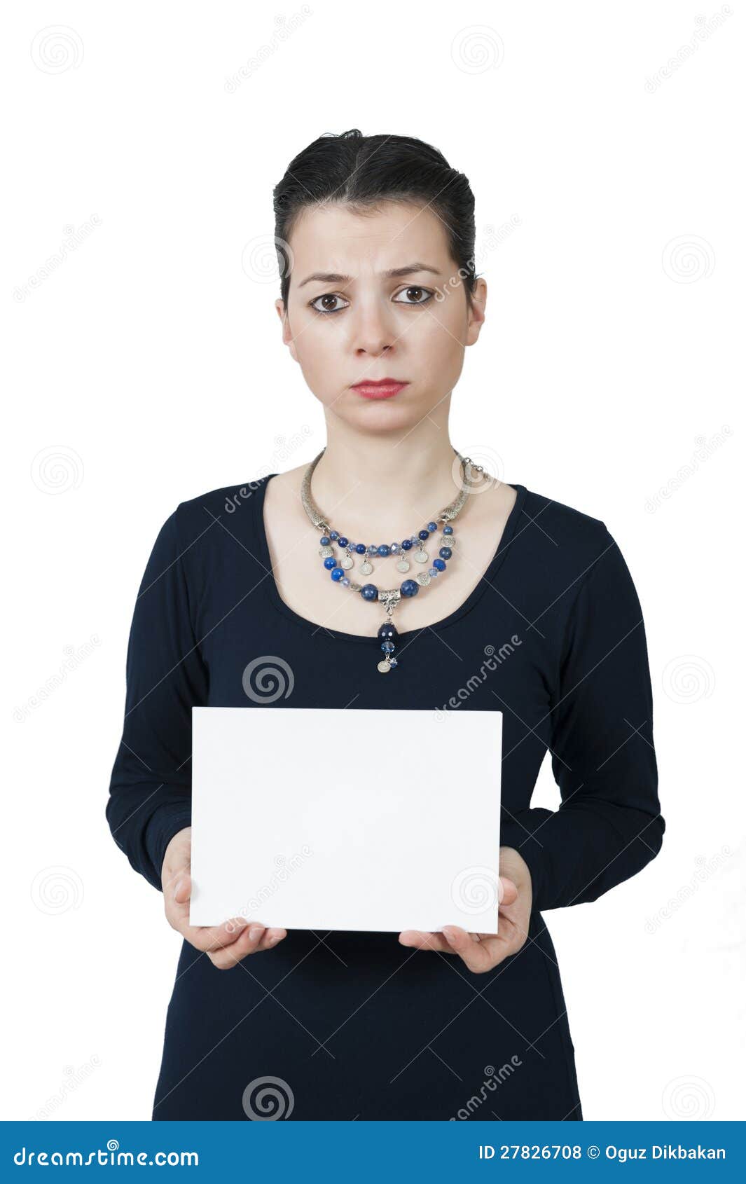 Concerned Apprehensive Girl Holding Copy Space Stock Photo - Image of ...