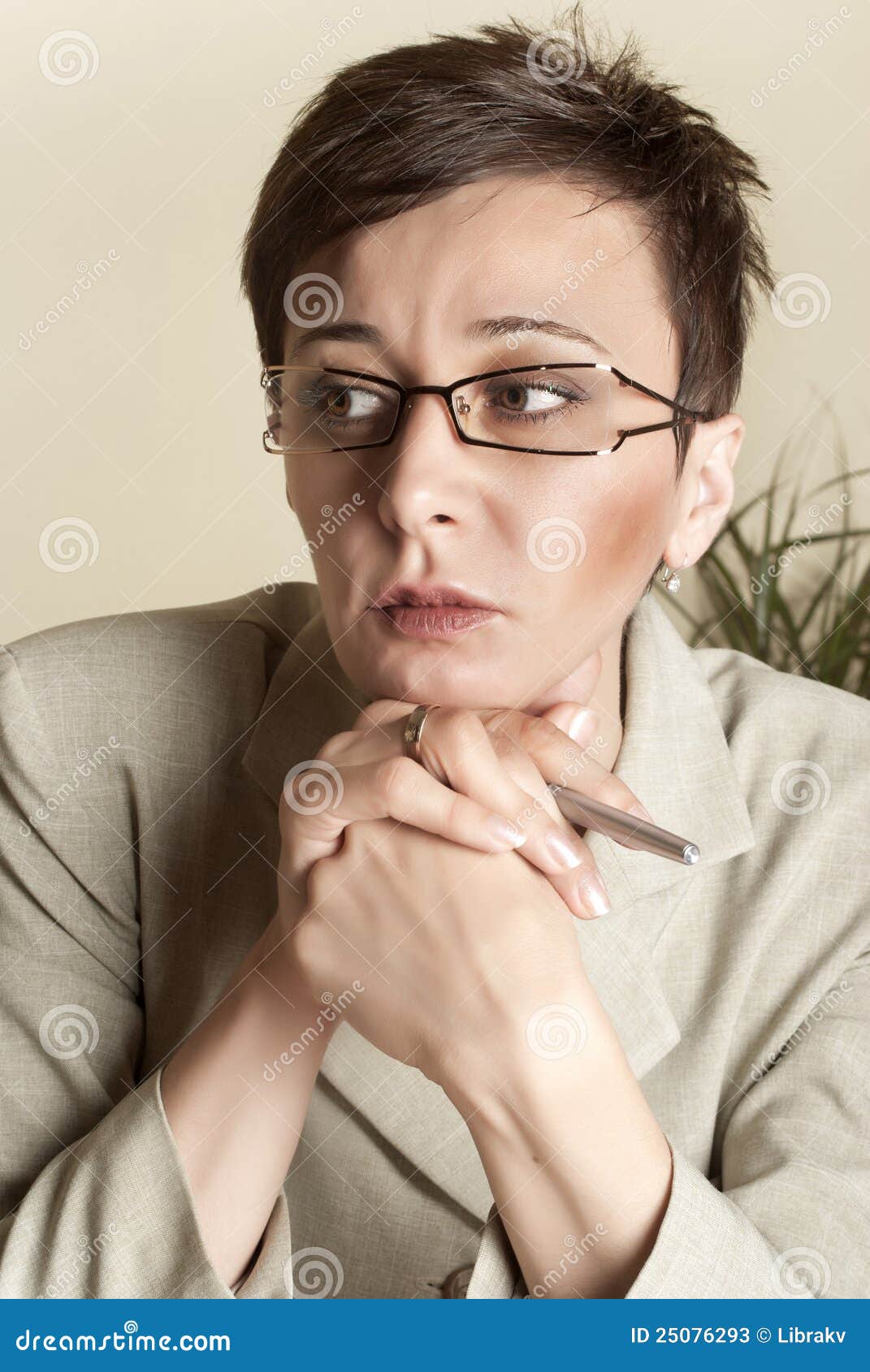 Concerned business woman stock image. Image of think - 25076293