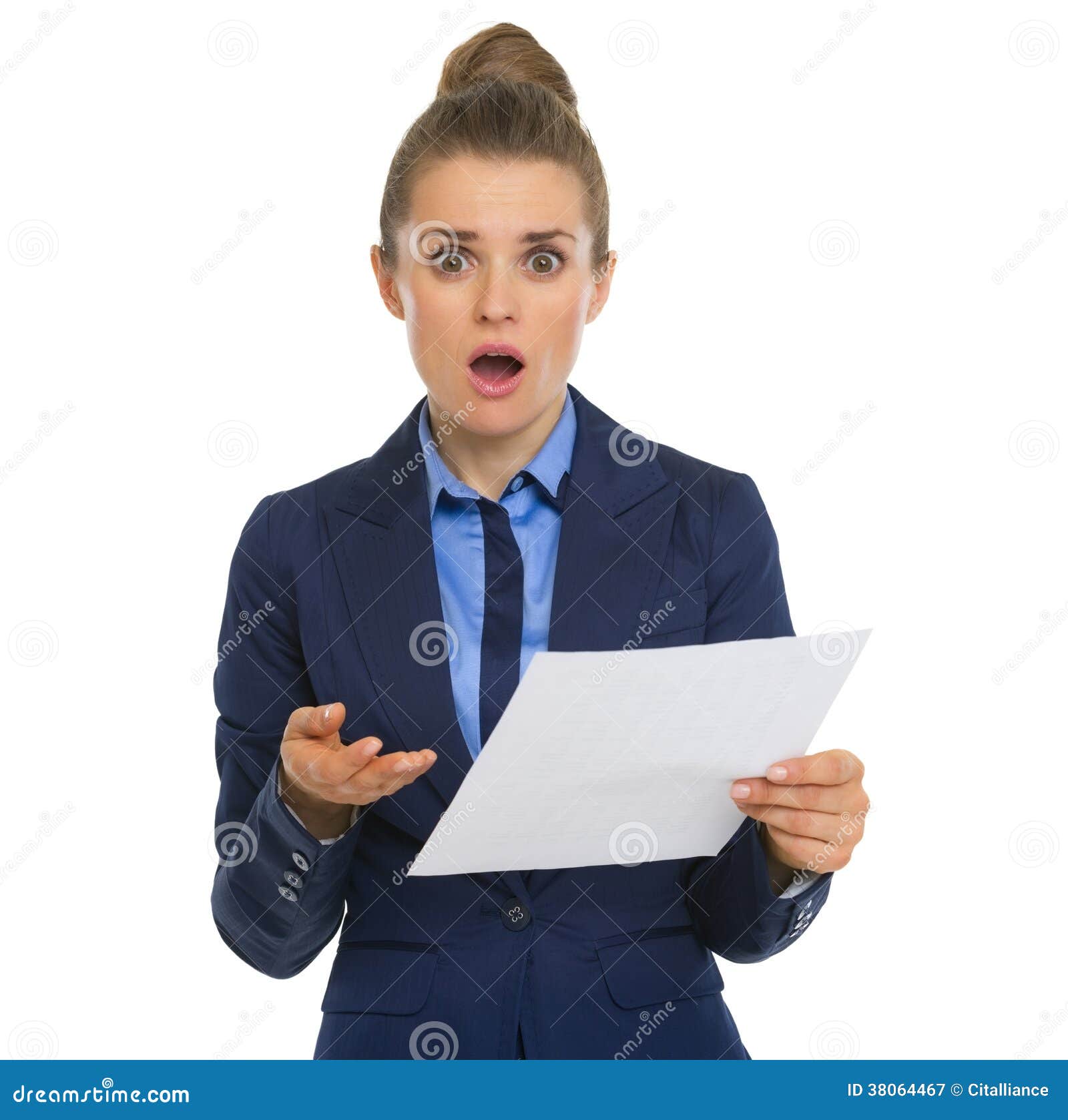 Concerned Business Woman with Document Stock Image - Image of executive ...
