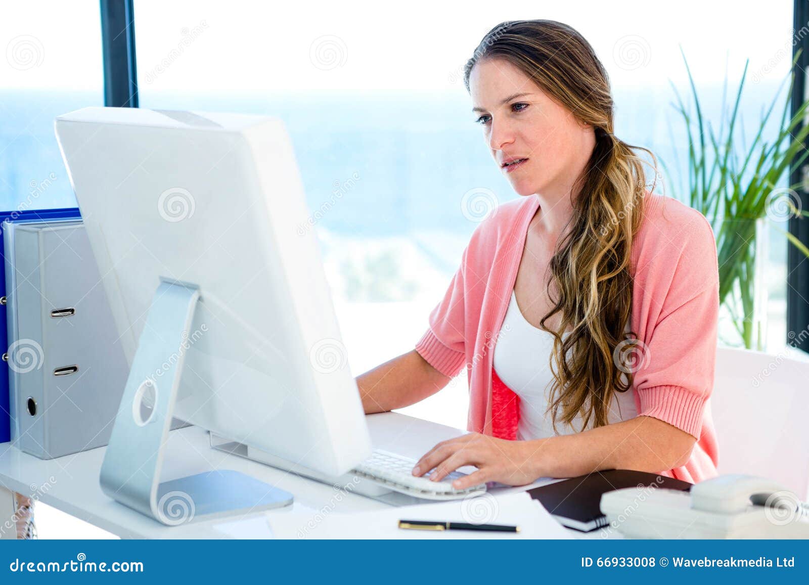 Concerned Business Woman on Her Computer Stock Photo - Image of ...