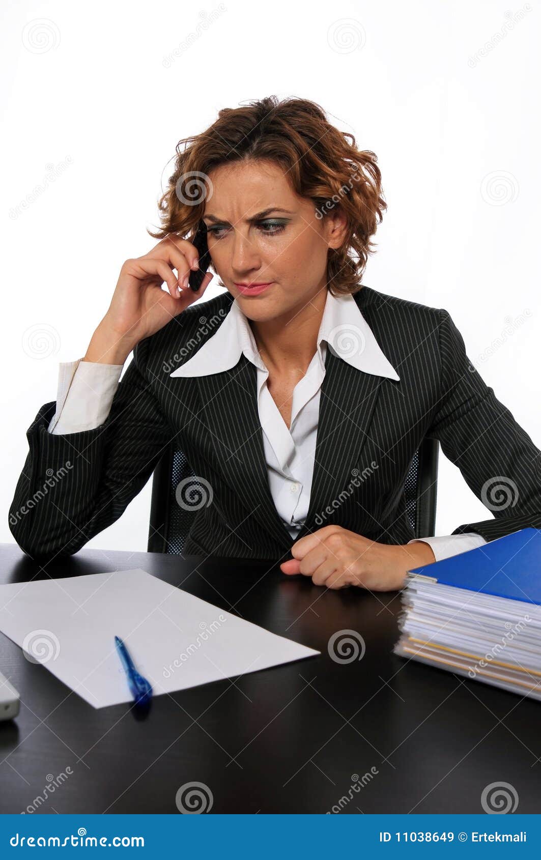 Concerned Business Woman Talking on the Phone Stock Image - Image of ...