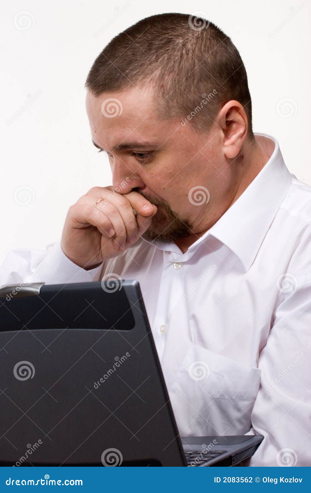 Concerned businessman stock photo. Image of computer, laptop - 2083562
