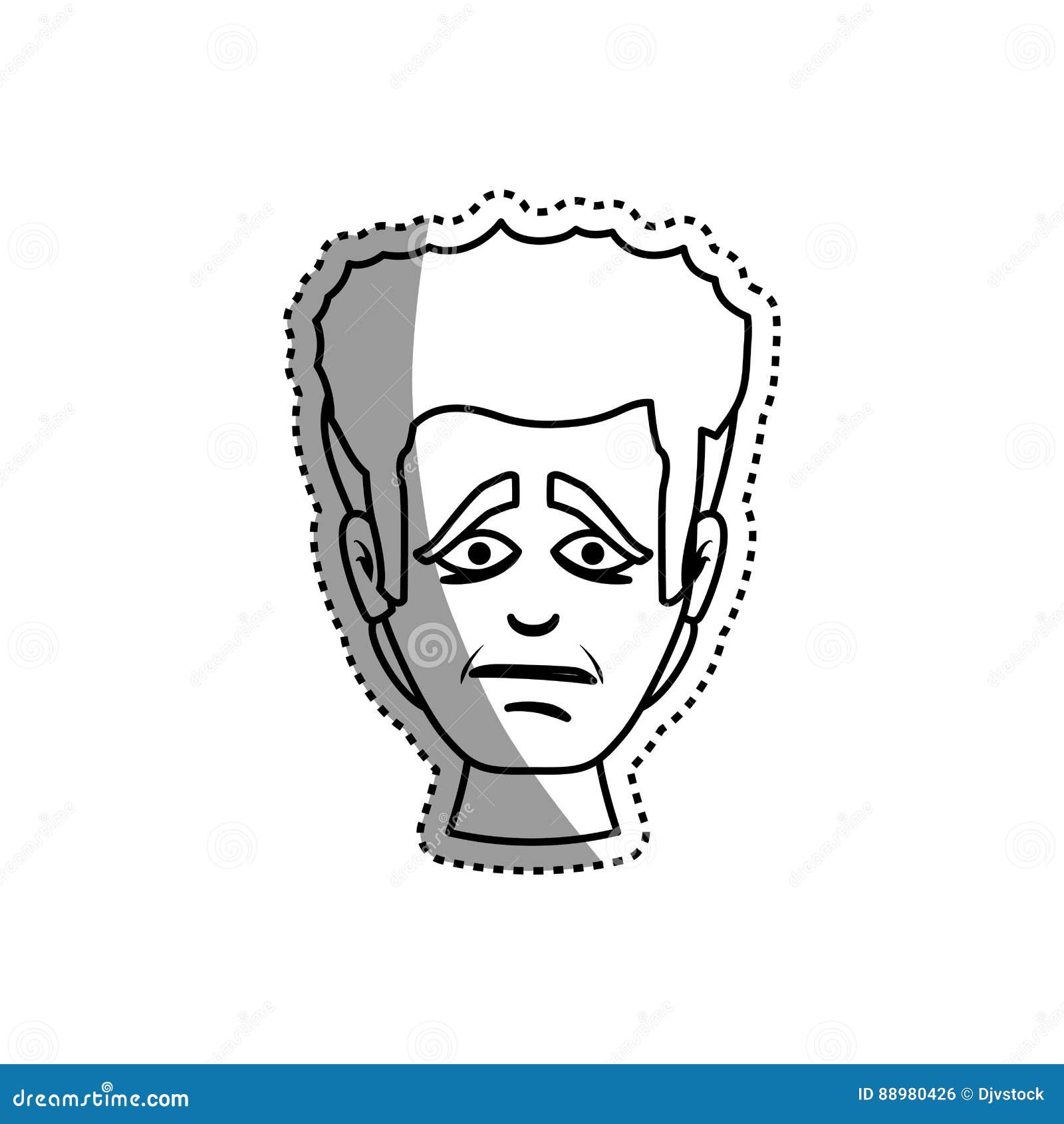Concerned cartoon face stock illustration. Illustration of mood - 88980426