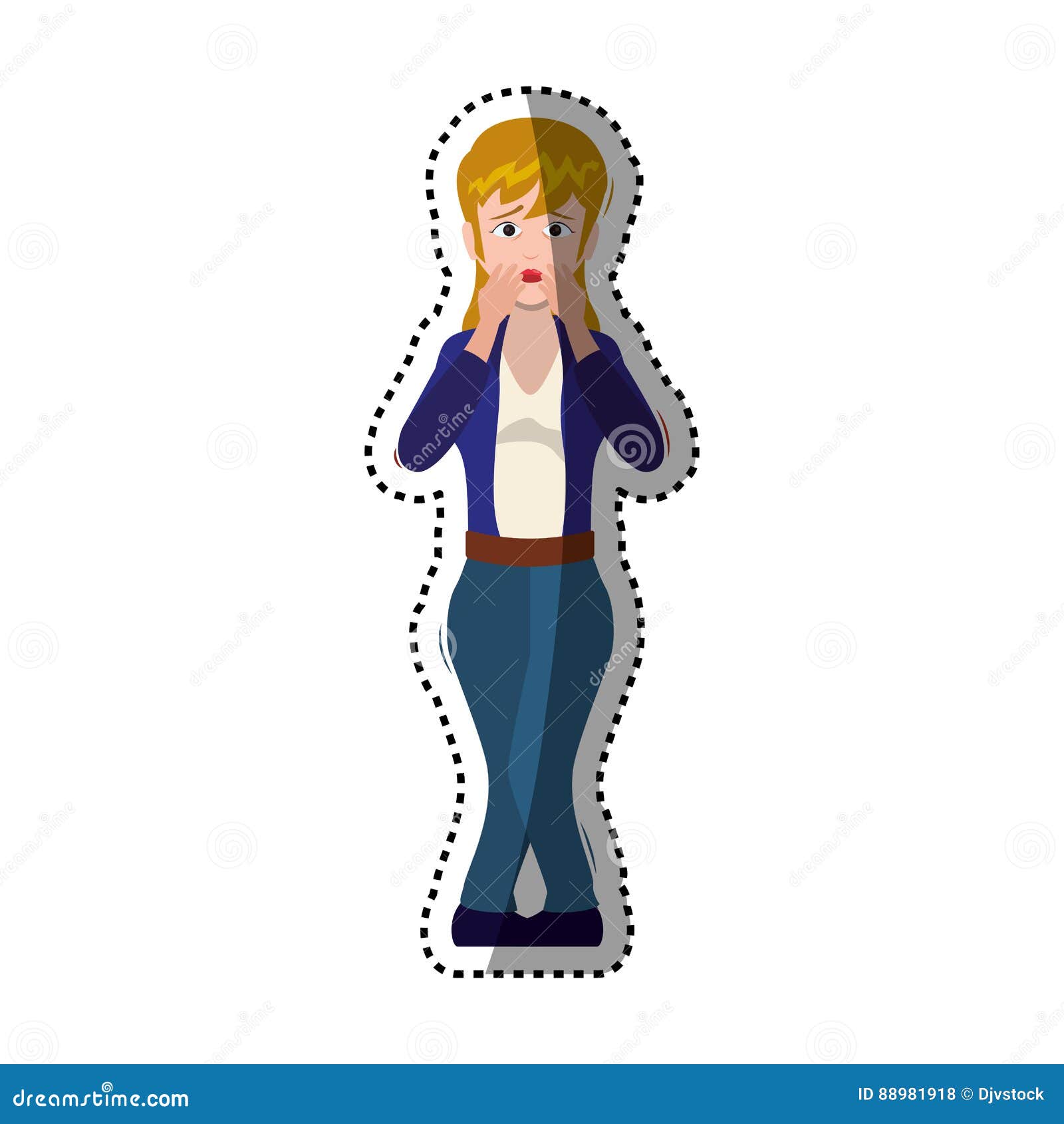 Concerned cartoon face stock illustration. Illustration of graphic ...