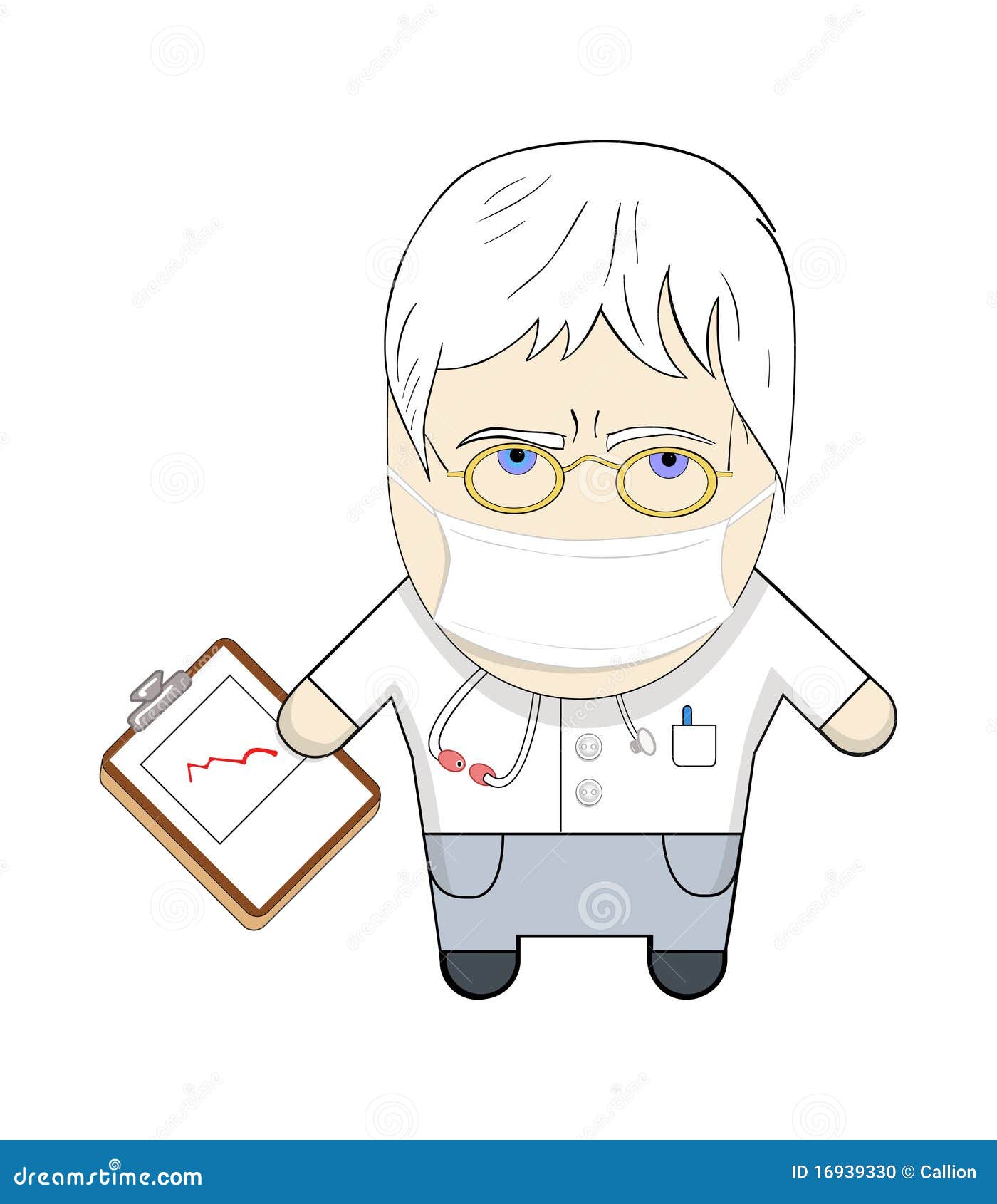 Concerned Doctor with Medical Chart Stock Illustration - Illustration ...