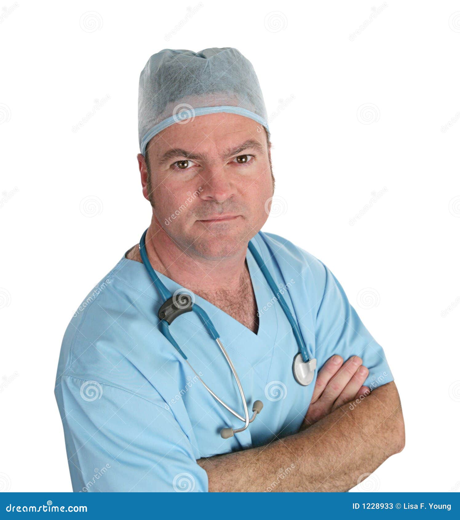 Concerned Doctor in Scrubs stock image. Image of competence - 1228933