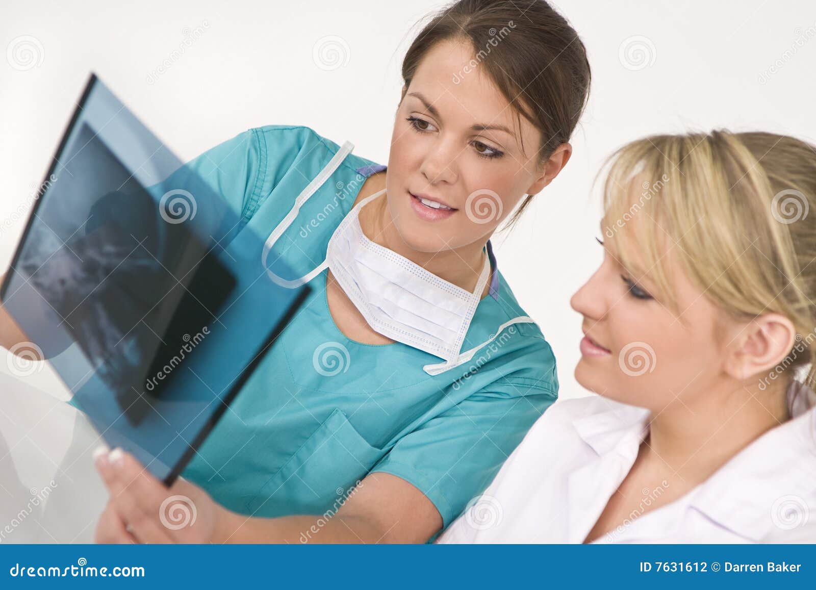 Concerned Female Medical Team Stock Photo - Image of skull, looking ...