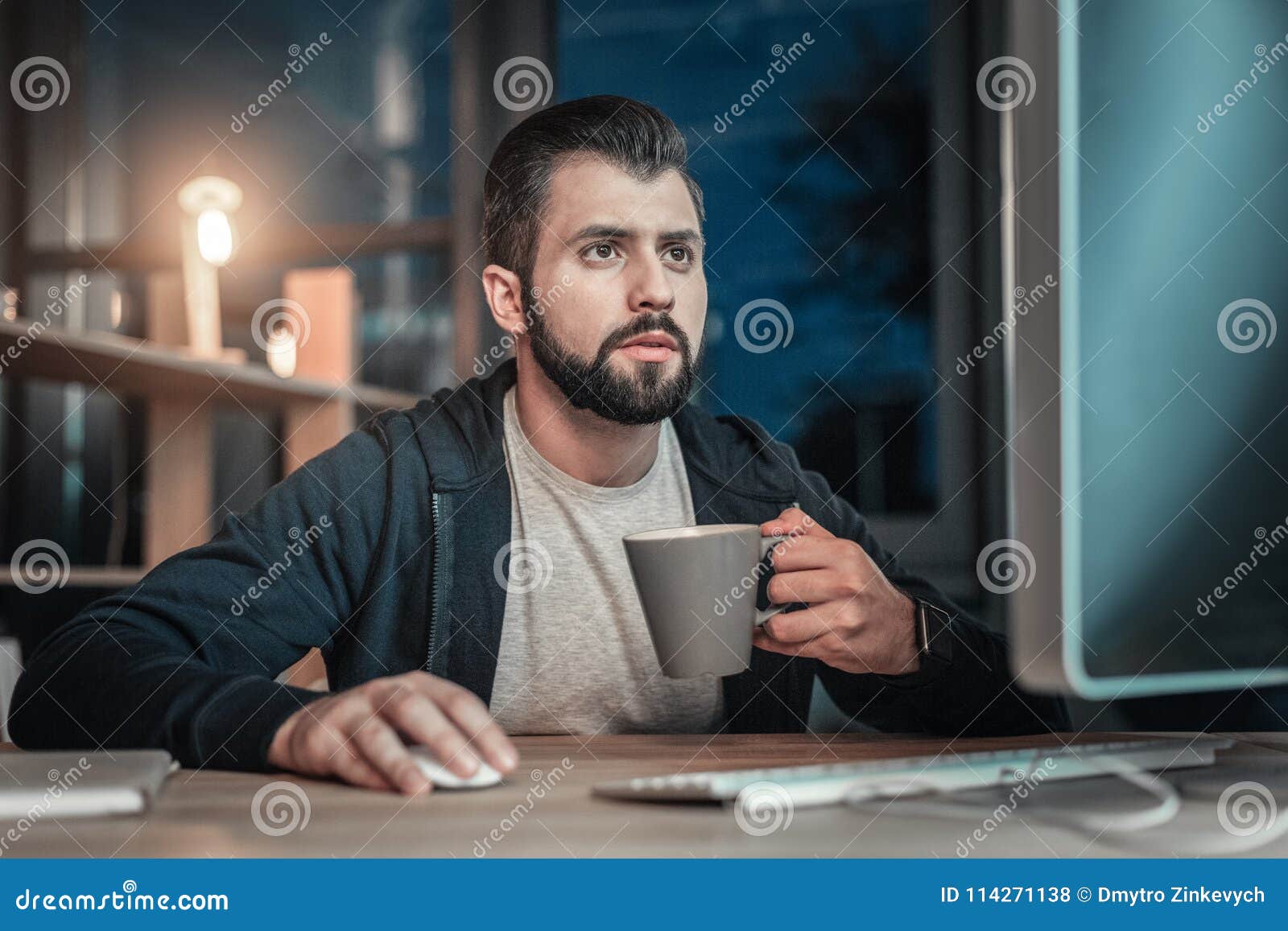 Concerned it guy coding stock photo. Image of programmer - 114271138