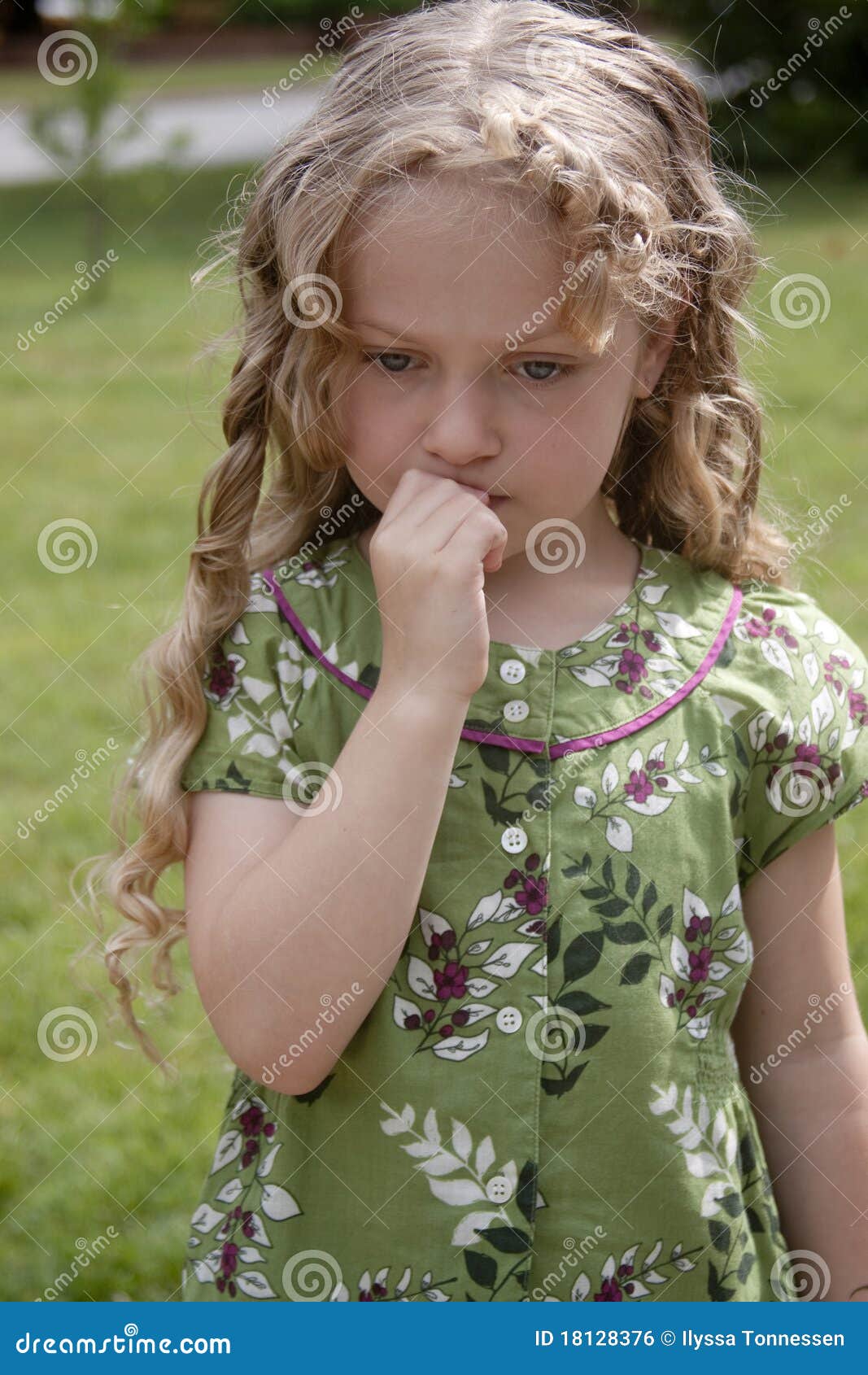 Concerned Little Girl stock photo. Image of worried, upset - 18128376