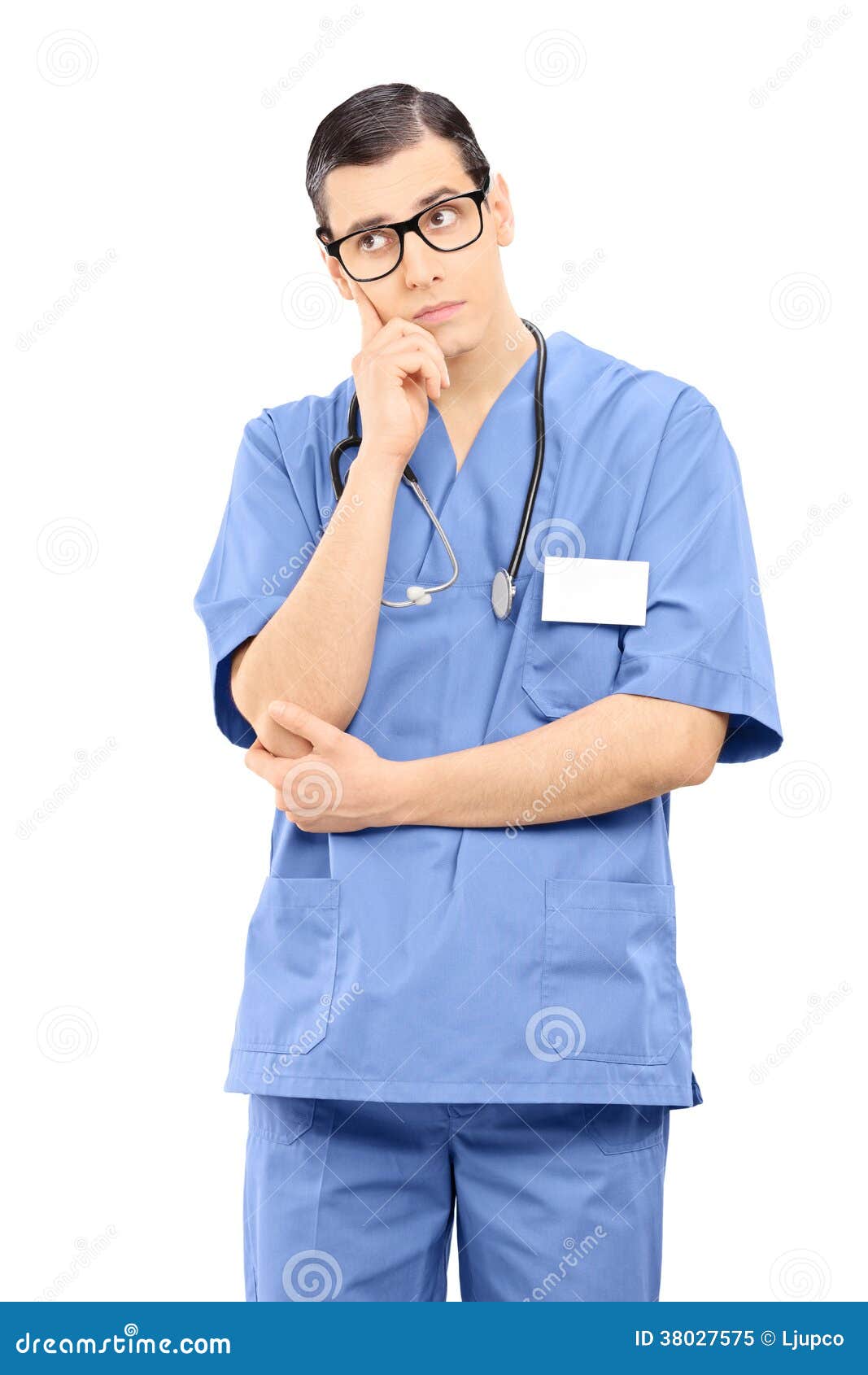 Concerned Male Doctor Isolated on White Background Stock Image - Image ...