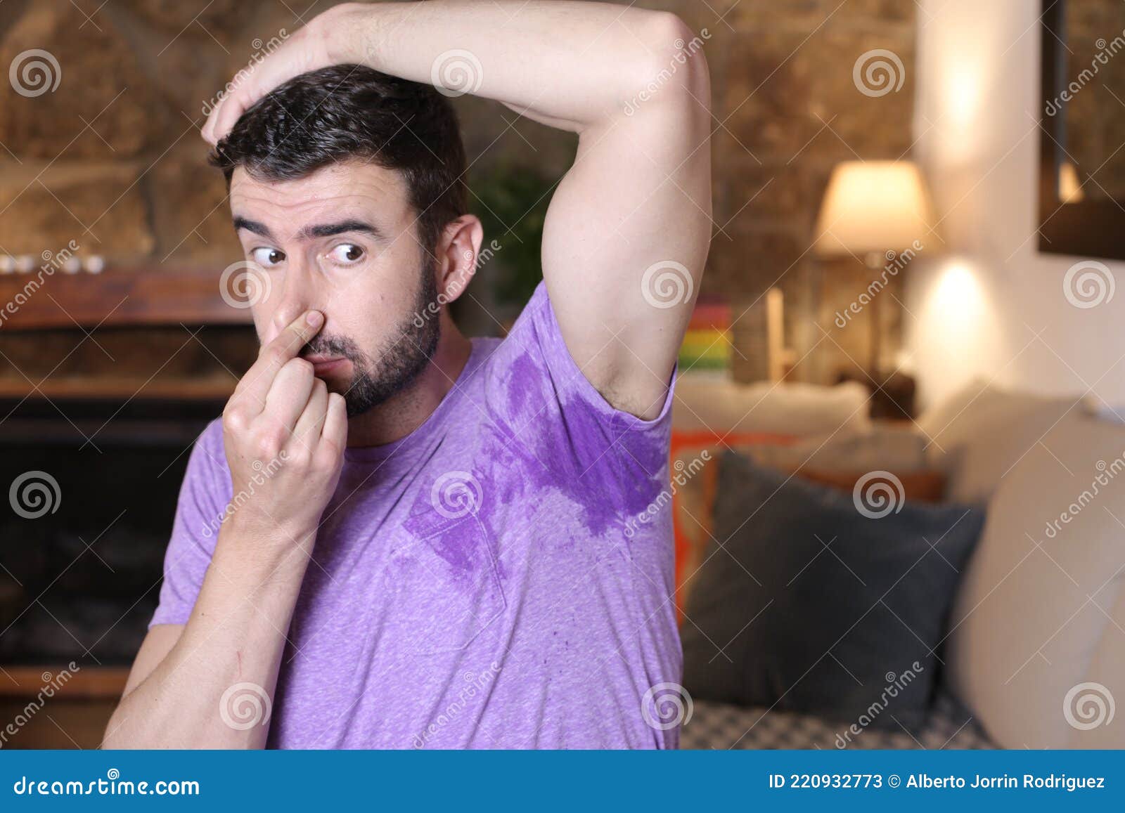 Concerned Man with Wet and Smelly Armpit Stock Image - Image of ...