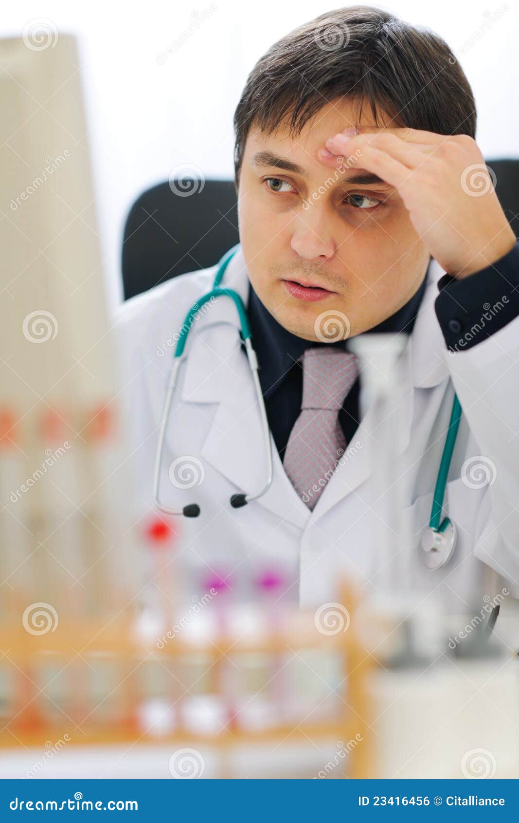 Concerned Medical Doctor Working on Computer Stock Photo - Image of ...