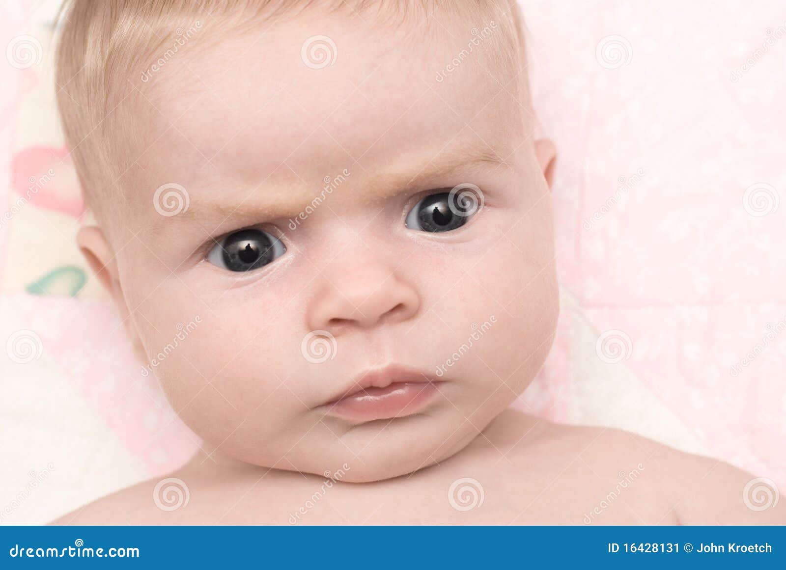 Concerned Newborn Baby stock image. Image of girl, expression - 16428131